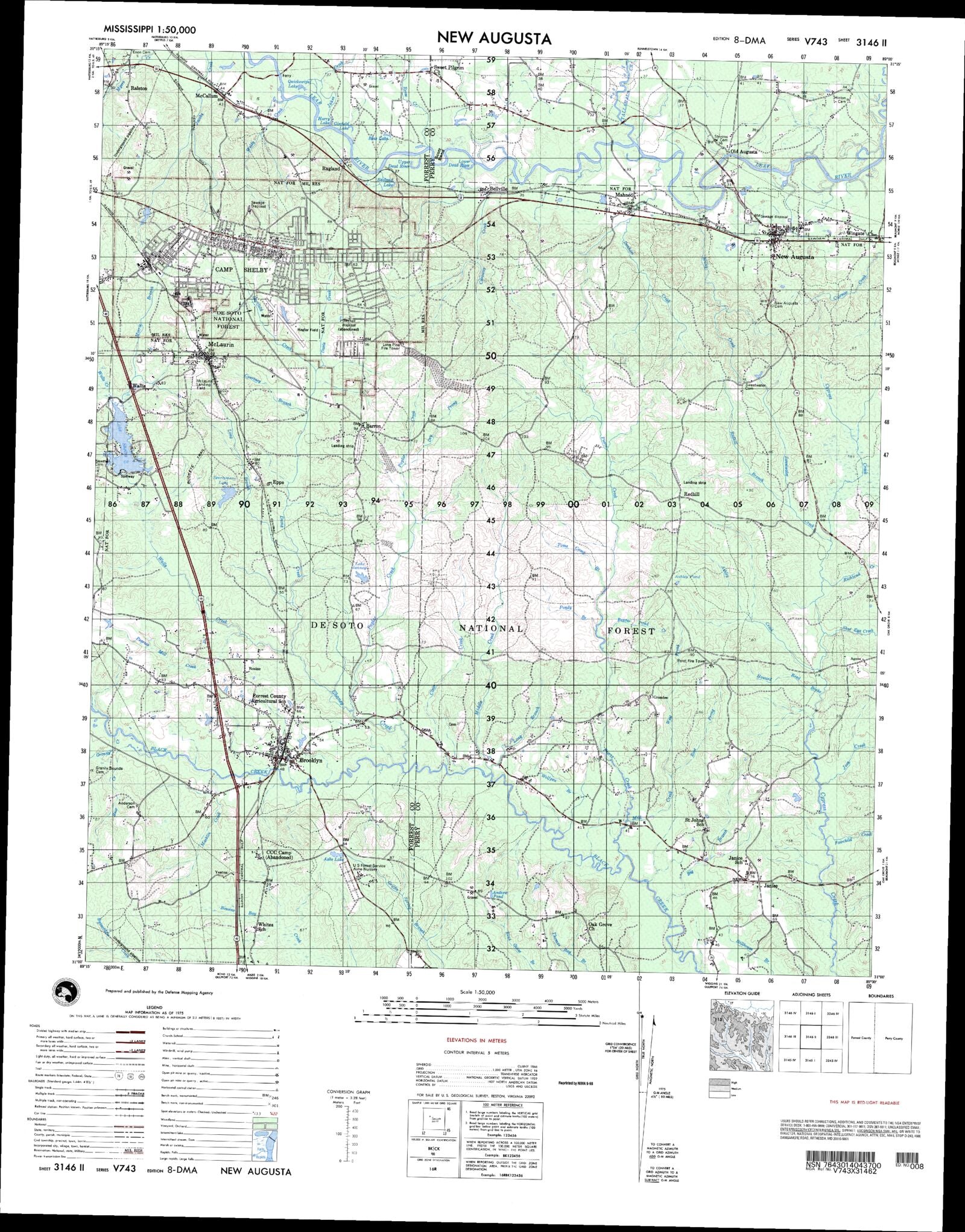 New Augusta Mississippi Military 1:50,000 Map – MyTopo Map Store