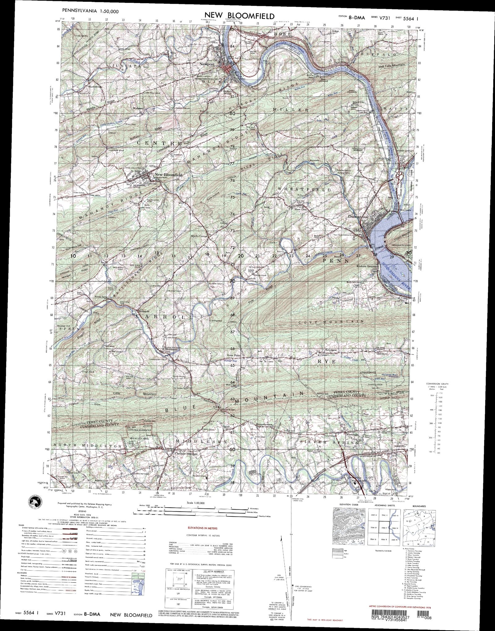 New Bloomfield Pennsylvania Military 1:50,000 Map – MyTopo Map Store