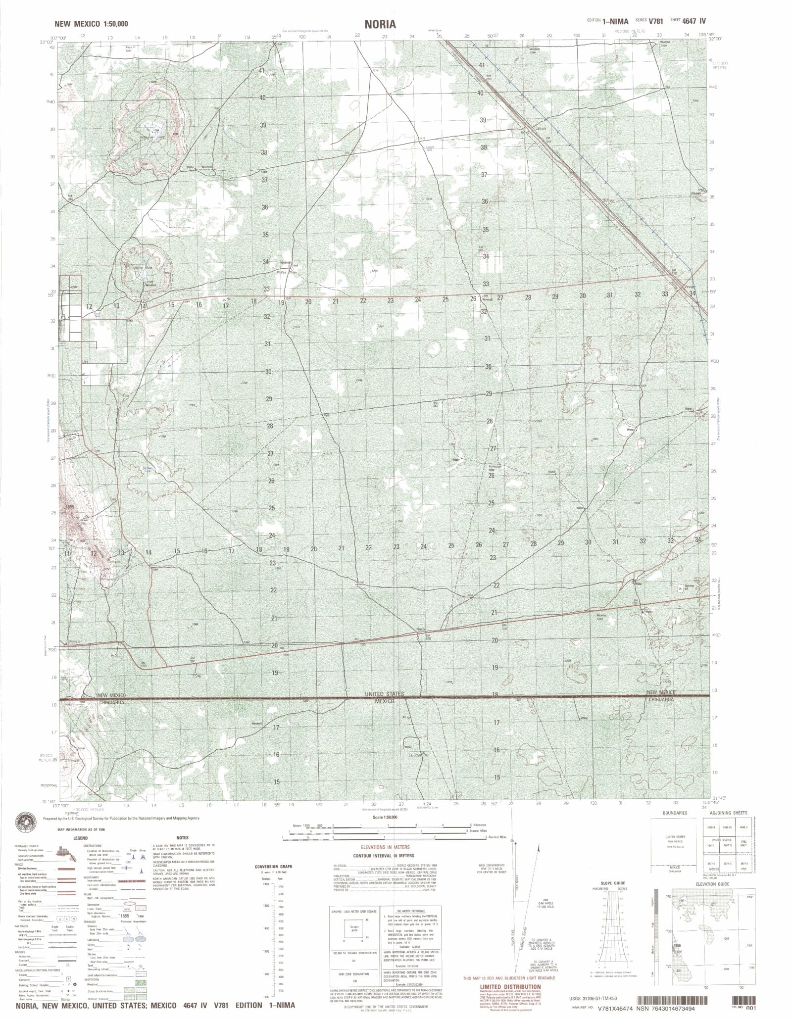 Noria New Mexico Military 1:50,000 Map – MyTopo Map Store