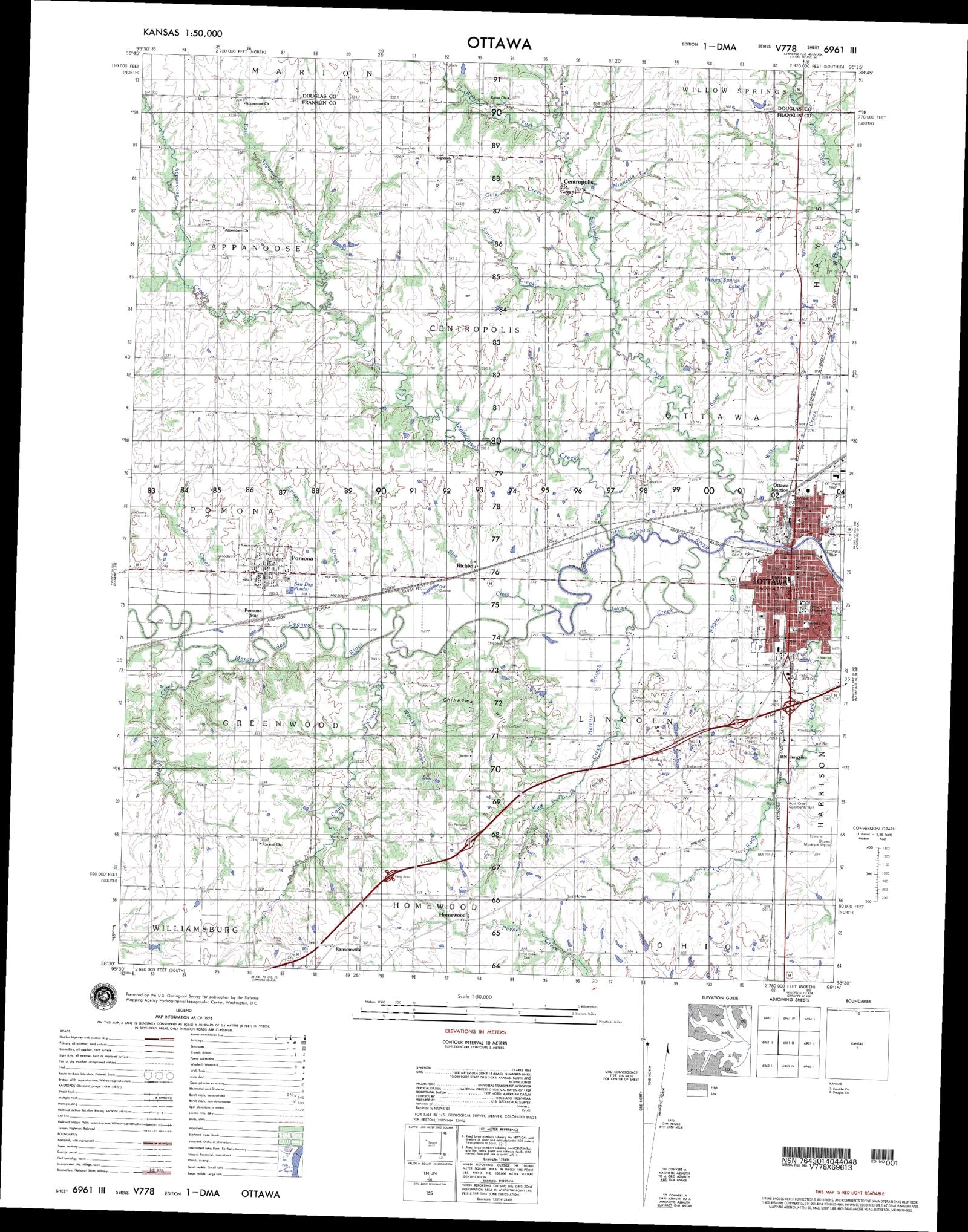 Ottawa Kansas Military 1:50,000 Map – MyTopo Map Store