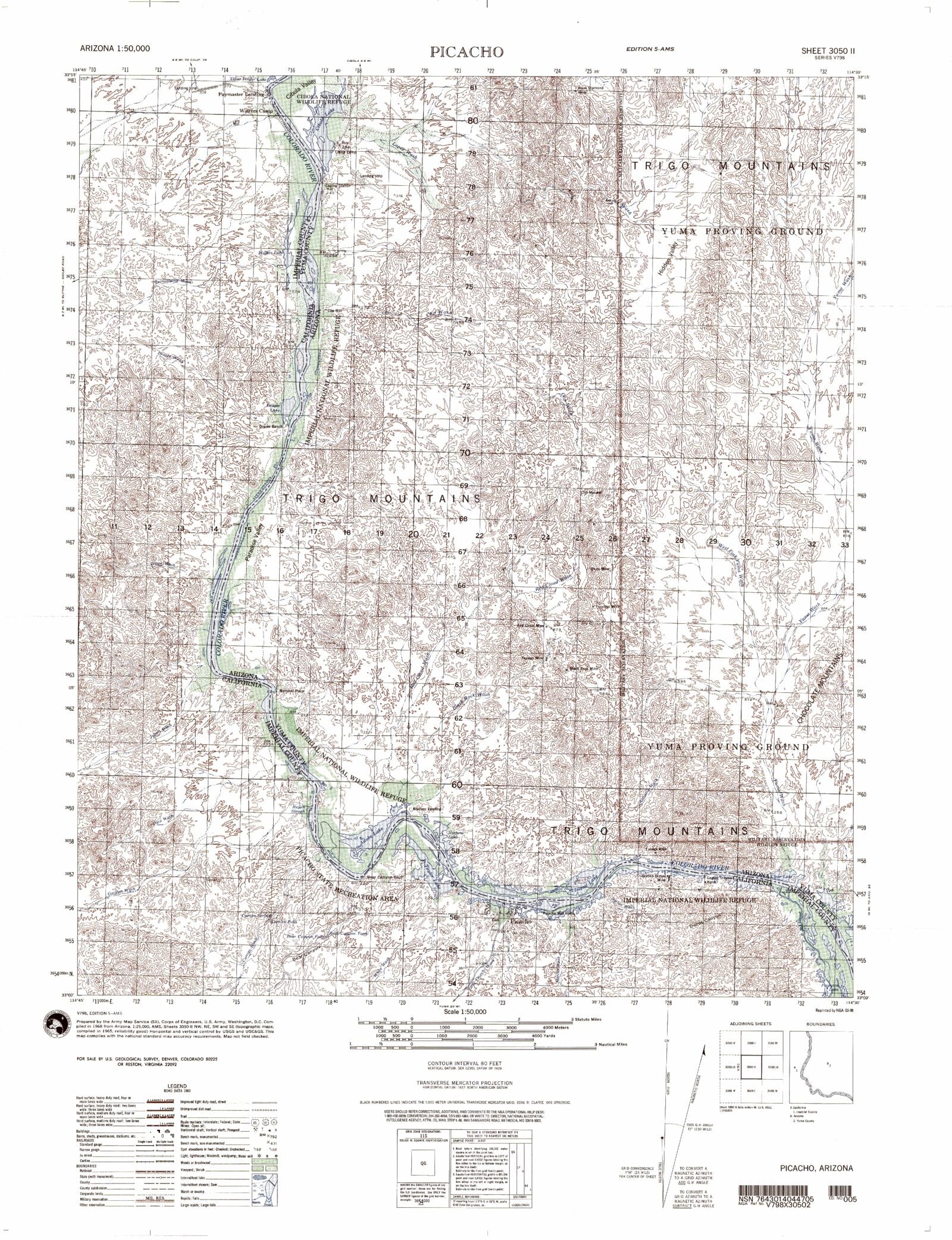 Picacho Arizona Military 1:50,000 Map – MyTopo Map Store