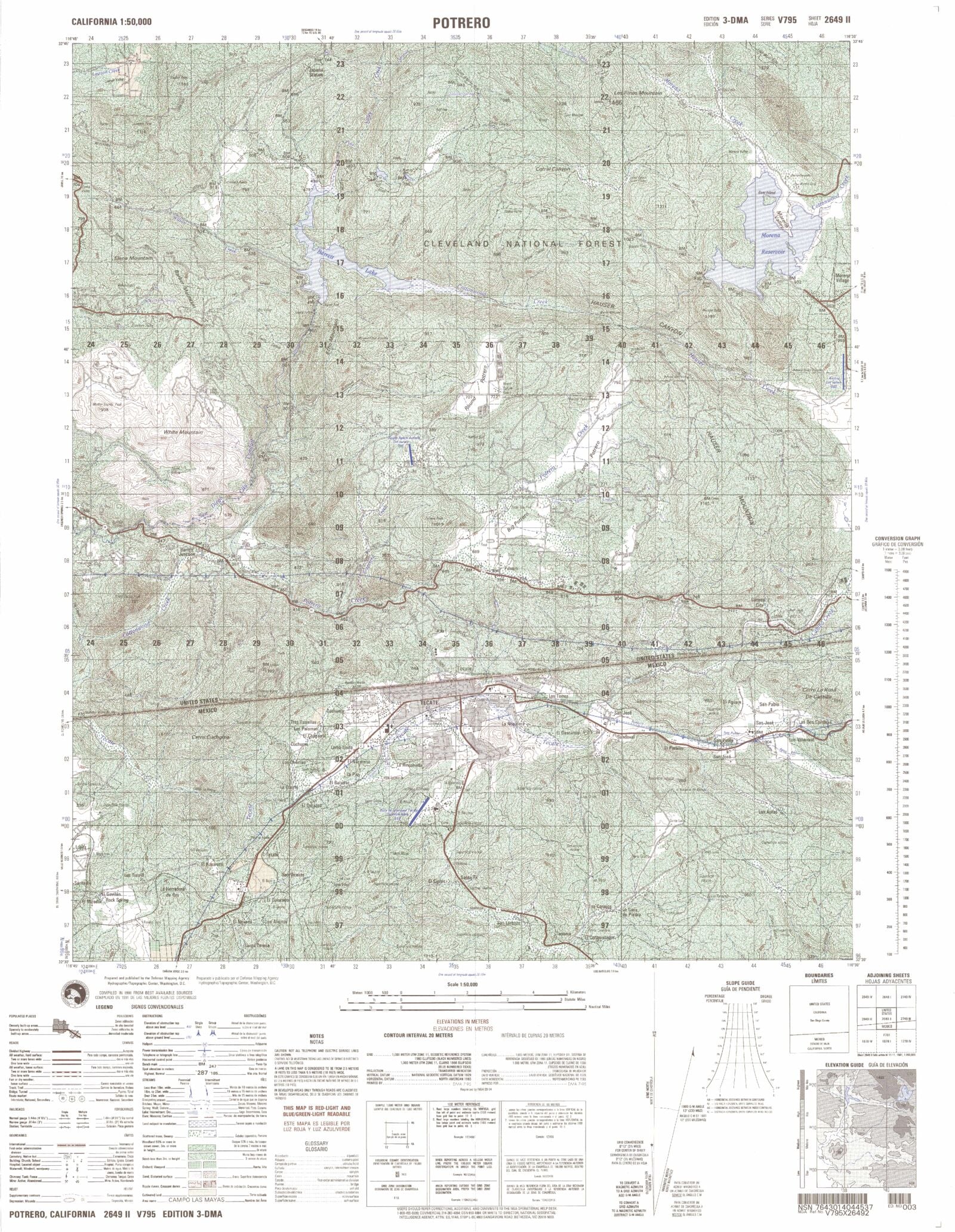 Potrero California Military 1:50,000 Map – MyTopo Map Store