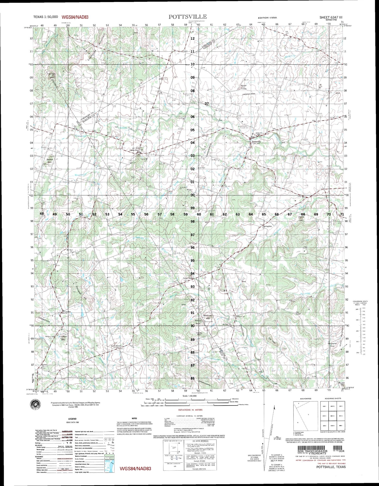 Pottsville Texas Military 1:50,000 Map – MyTopo Map Store