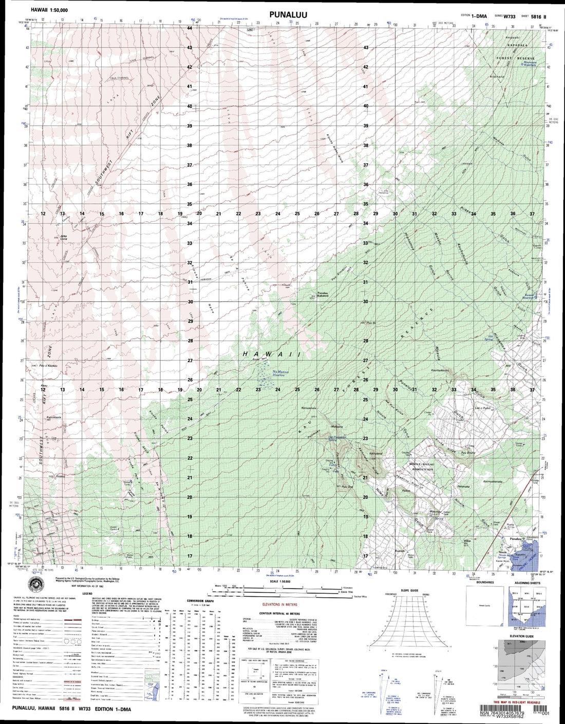 Punaluu Hawaii Military 1:50,000 Map – MyTopo Map Store