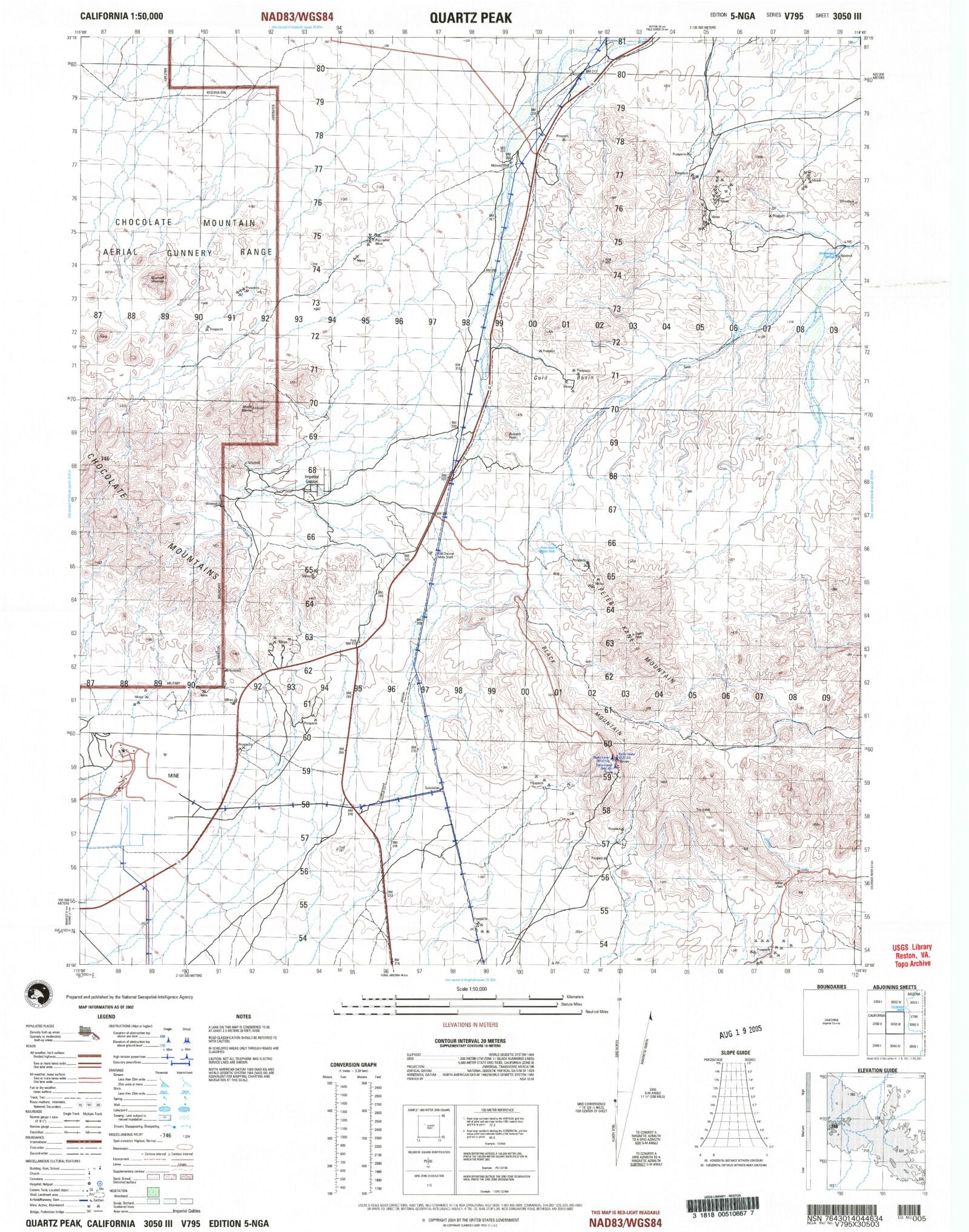 Quartz Peak California Military 1:50,000 Map – MyTopo Map Store