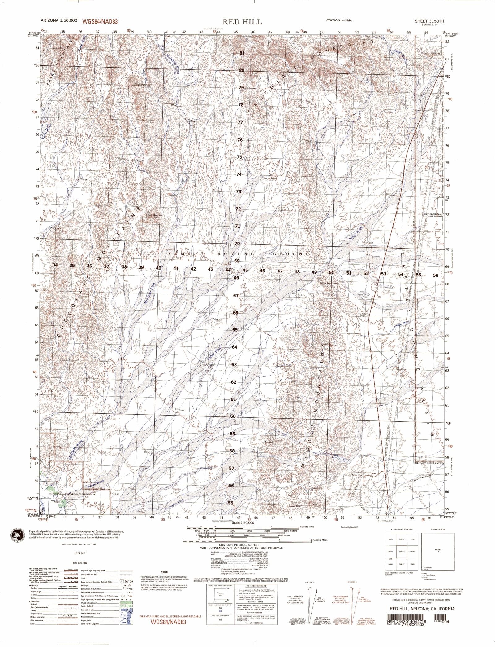 Red Hill Arizona Military 1:50,000 Map – MyTopo Map Store