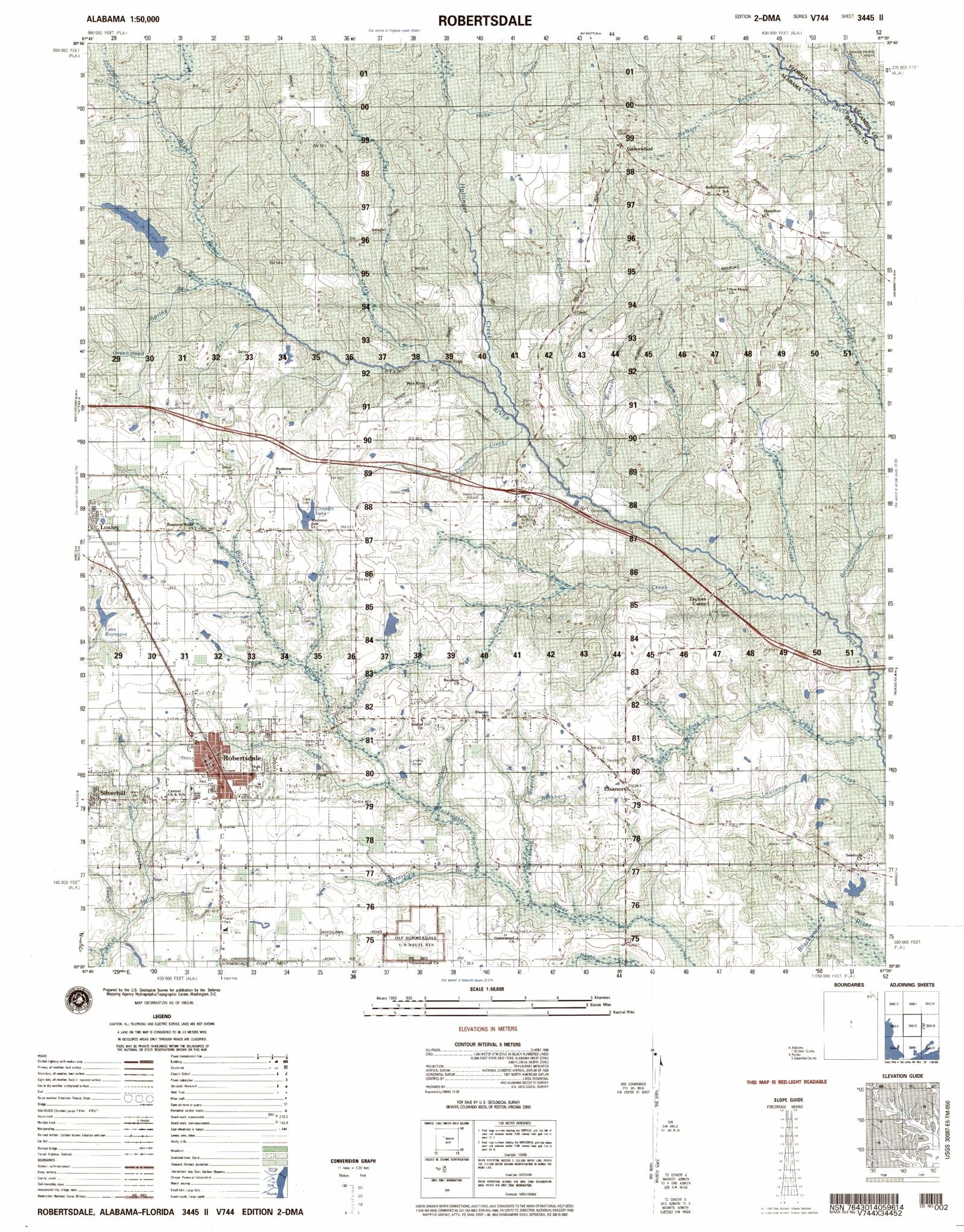 Robertsdale Alabama Military 1:50,000 Map – MyTopo Map Store