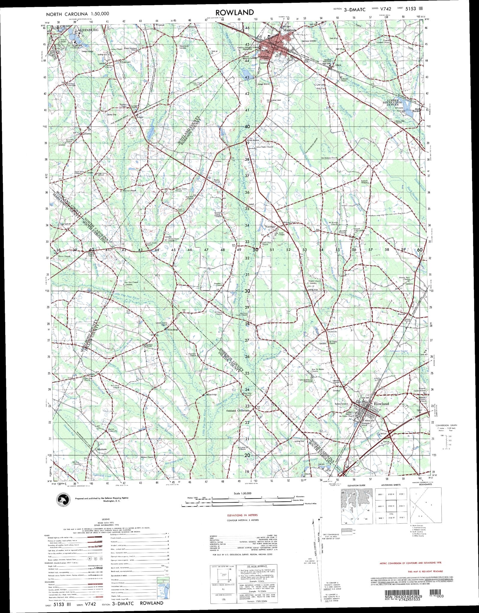 Rowland North Carolina Military 1:50,000 Map – MyTopo Map Store
