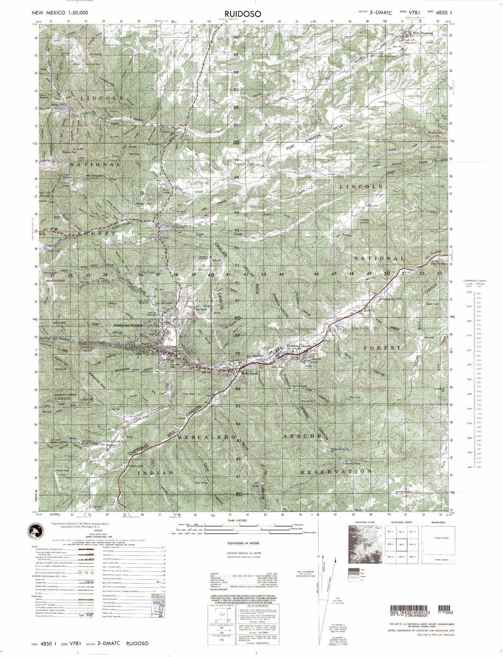 Ruidoso New Mexico Military 1:50,000 Map – MyTopo Map Store