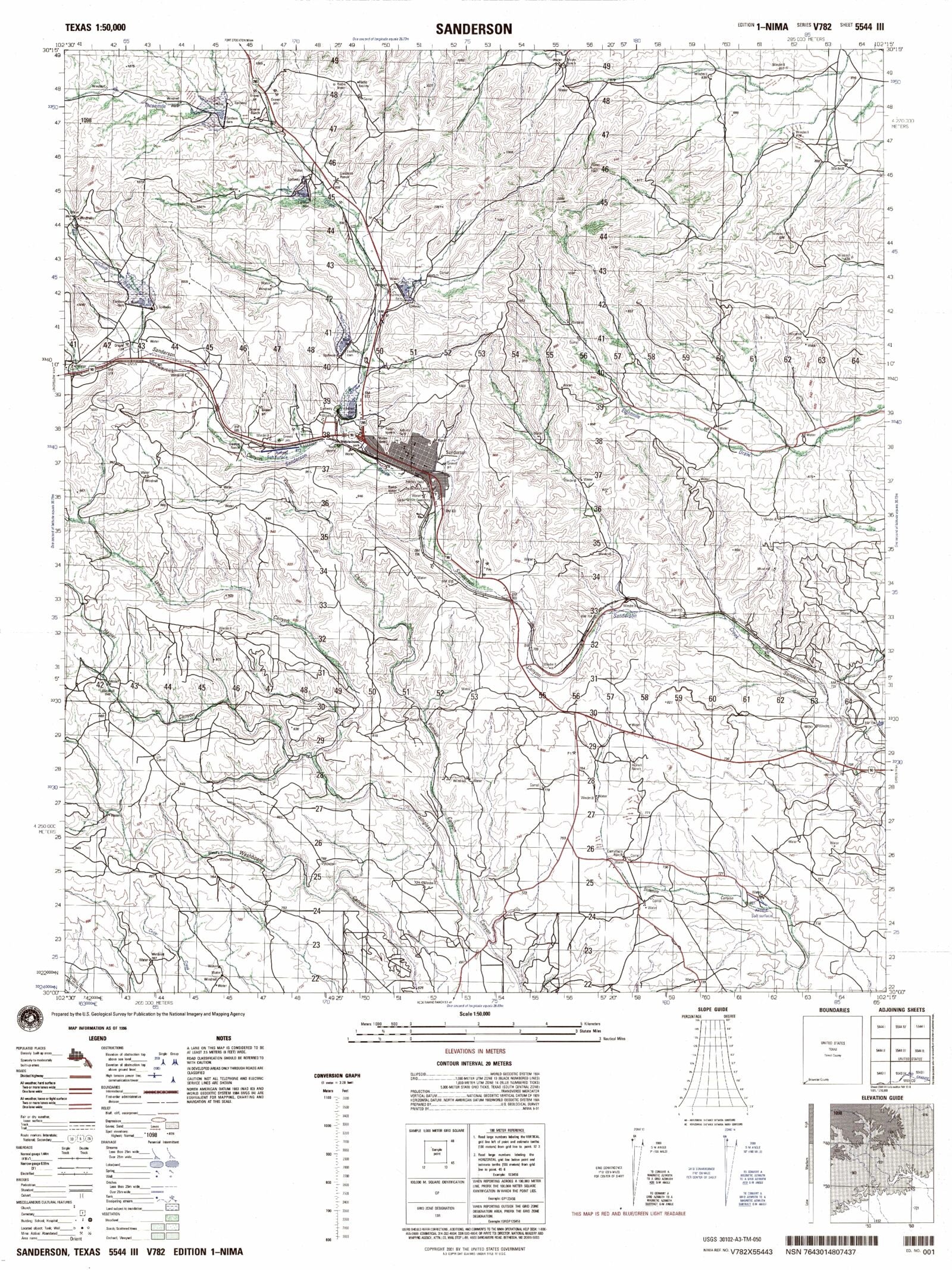 Sanderson Texas Military 1:50,000 Map – MyTopo Map Store