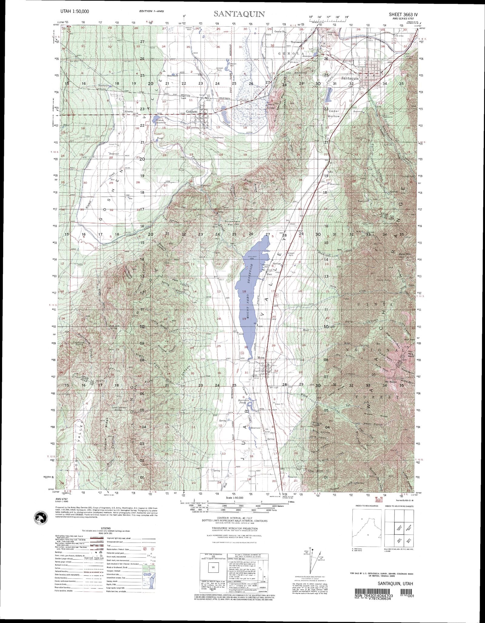 Santaquin Utah Military 1:50,000 Map – MyTopo Map Store