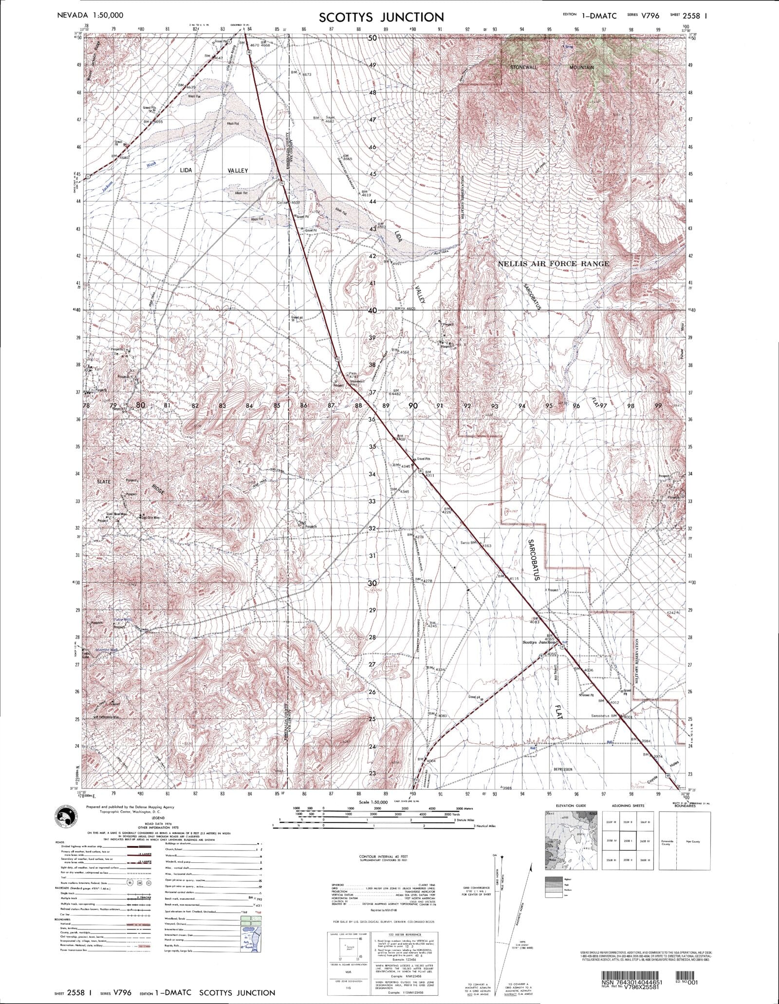 Scottys Junction Nevada Military 1:50,000 Map – MyTopo Map Store