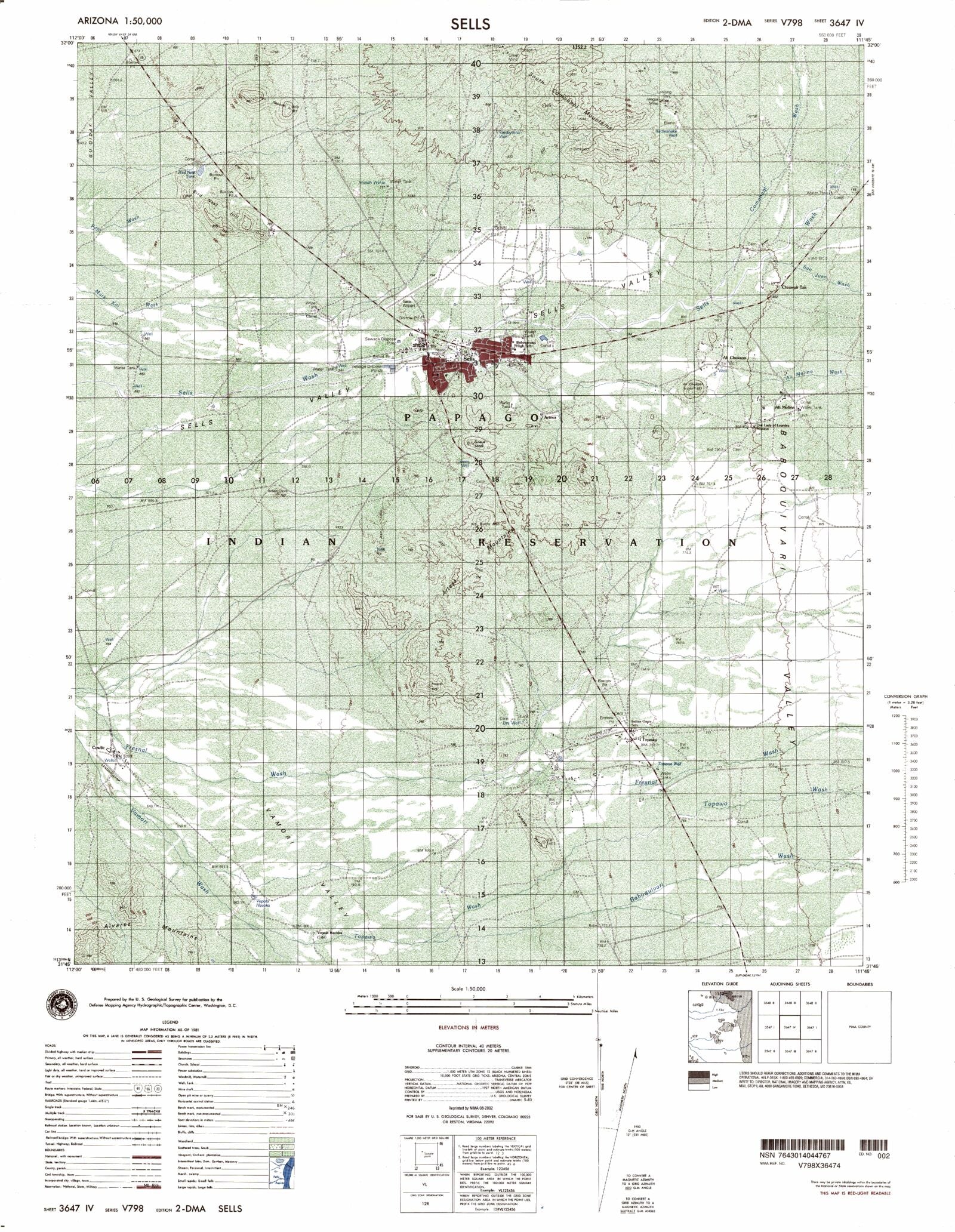 Sells Arizona Military 1:50,000 Map – MyTopo Map Store