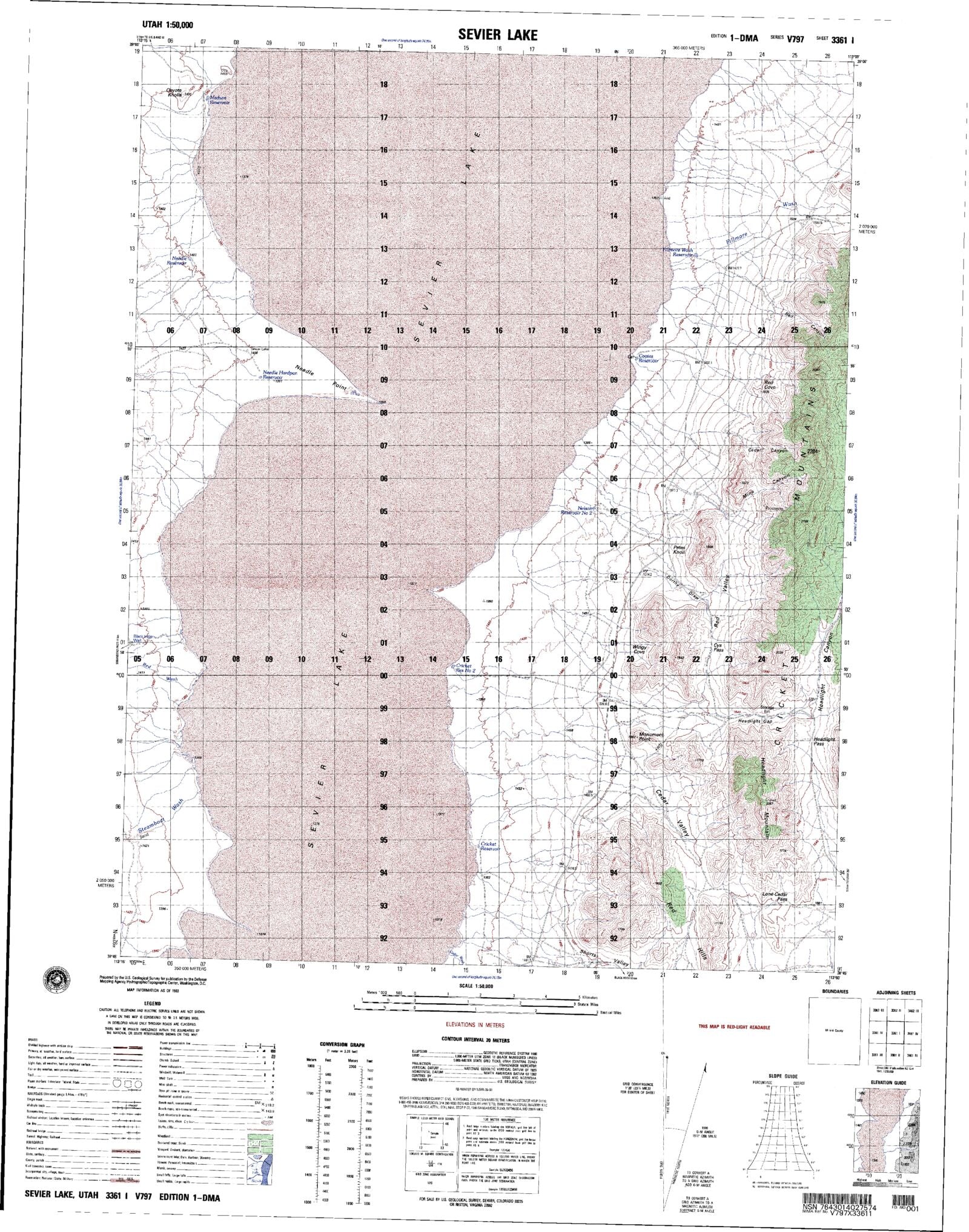 Sevier Lake Utah Military 1:50,000 Map – MyTopo Map Store