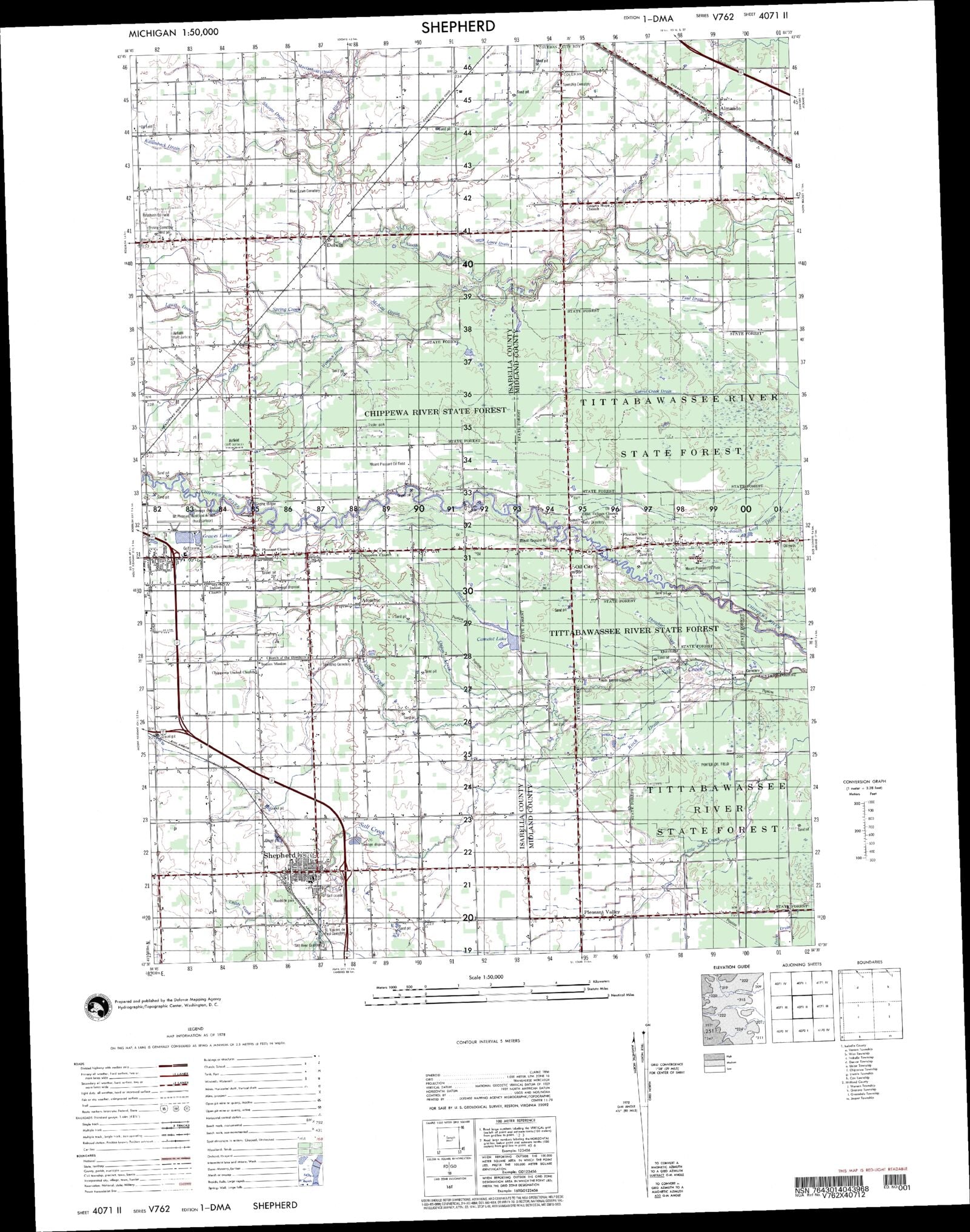 Shepherd Michigan Military 1:50,000 Map – MyTopo Map Store