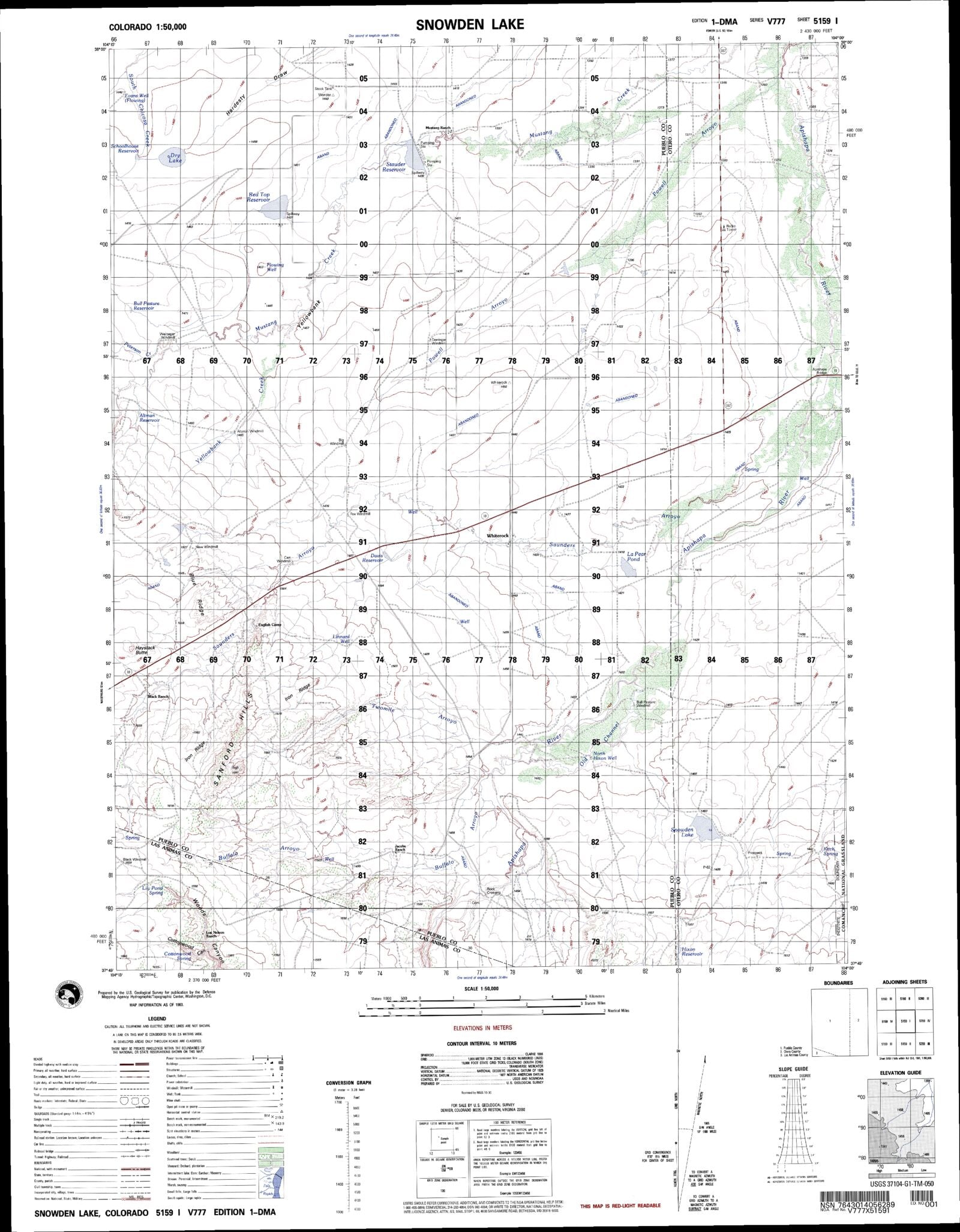 Snowden Lake Colorado Military 1:50,000 Map – MyTopo Map Store