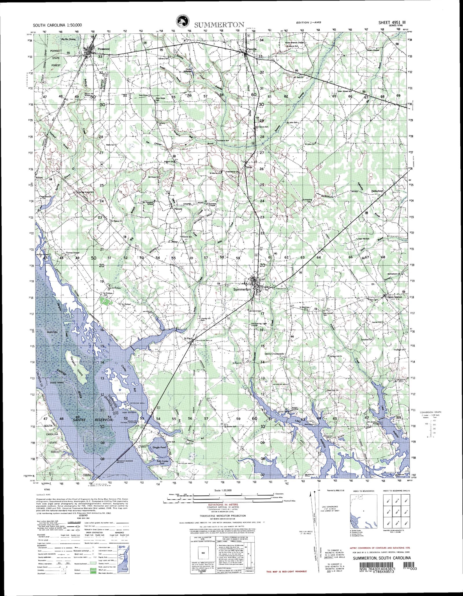 Summerton South Carolina Military 1:50,000 Map – MyTopo Map Store