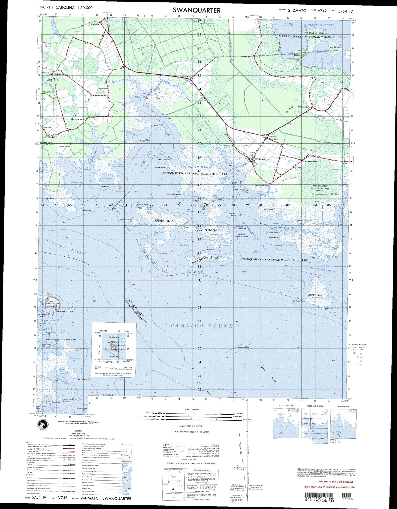 Swanquarter North Carolina Military 1:50,000 Map – MyTopo Map Store