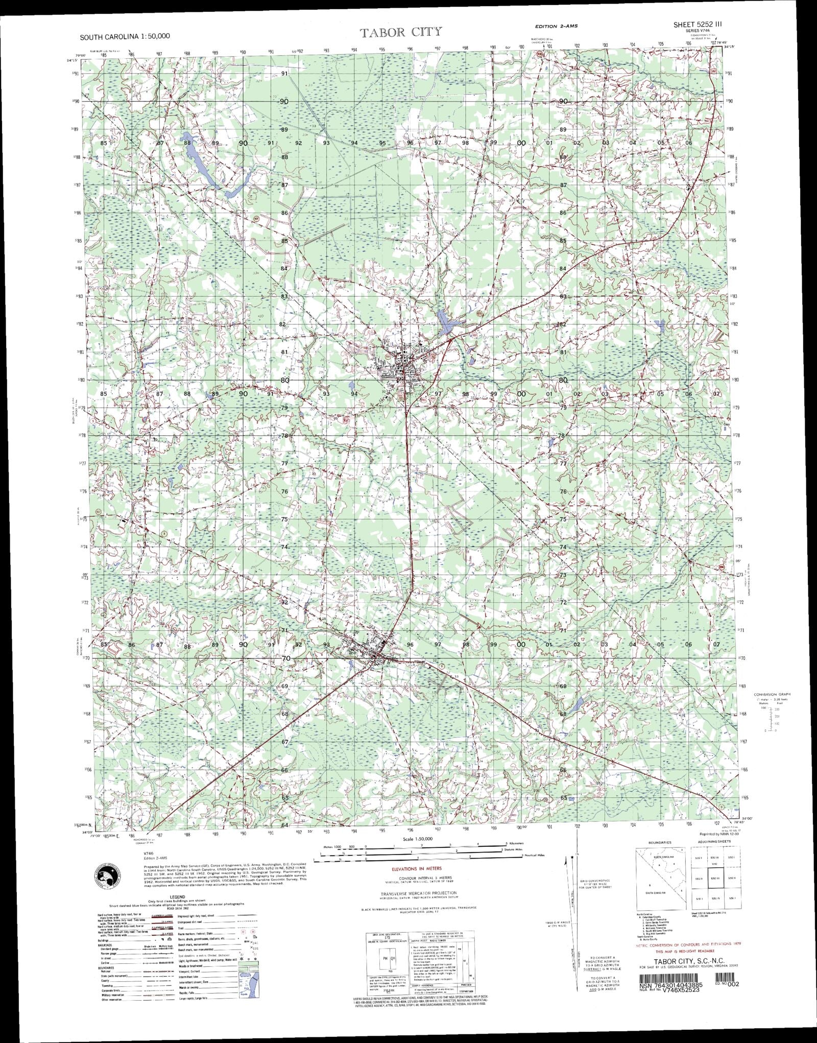 Tabor City South Carolina Military 1:50,000 Map – MyTopo Map Store