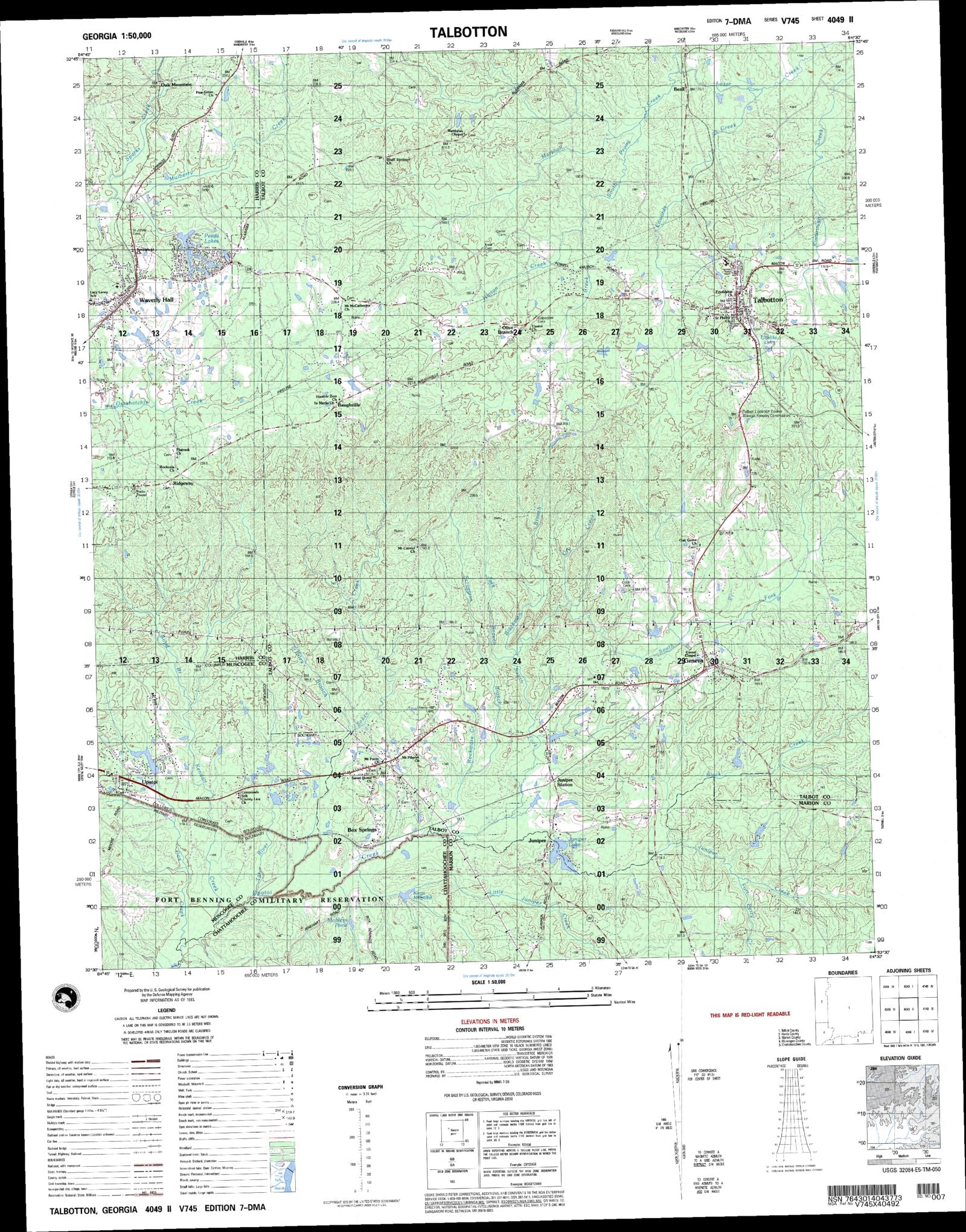 Talbotton Georgia Military 1:50,000 Map – MyTopo Map Store