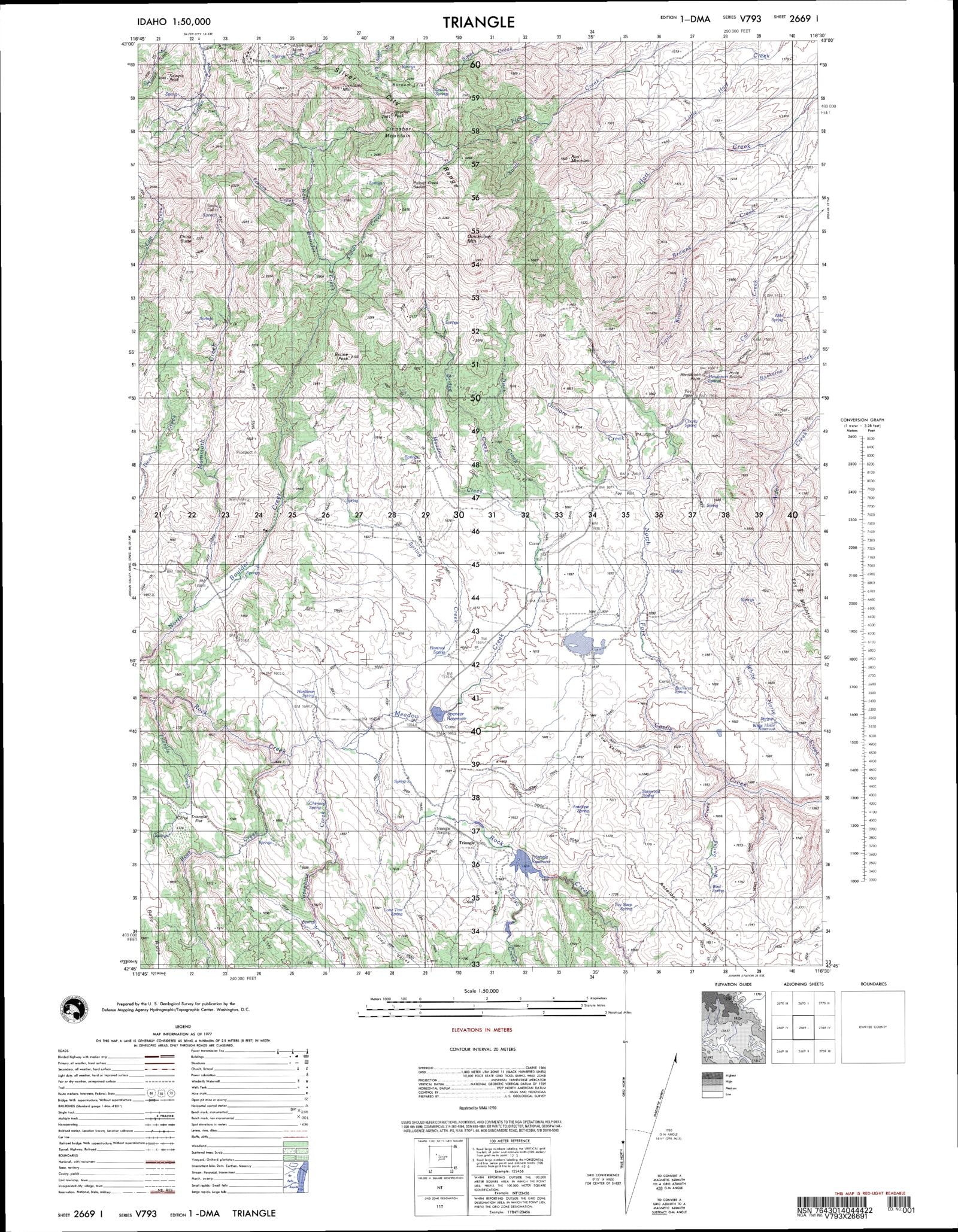 Triangle Idaho Military 1:50,000 Map – MyTopo Map Store