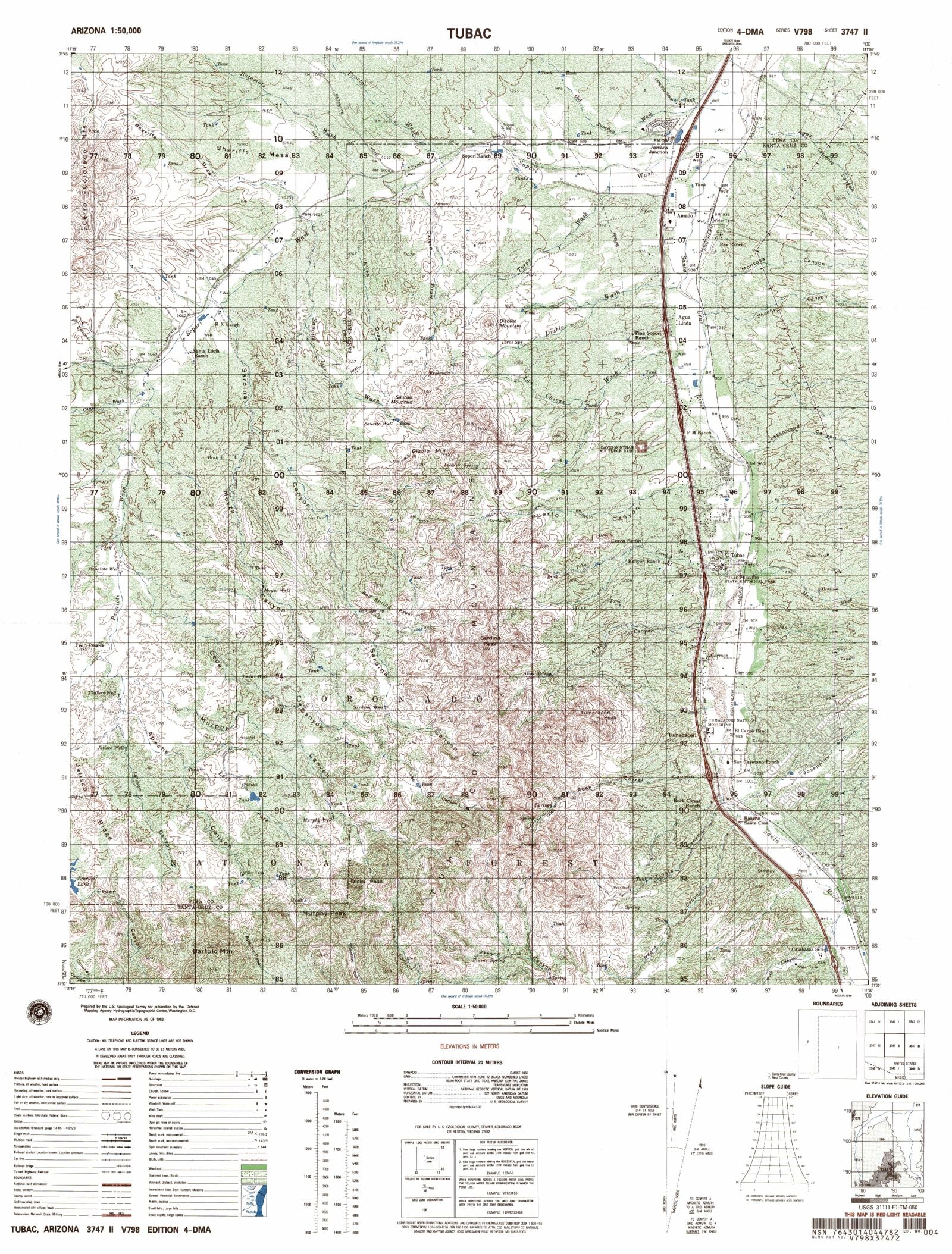 Tubac Arizona Military 1:50,000 Map – MyTopo Map Store