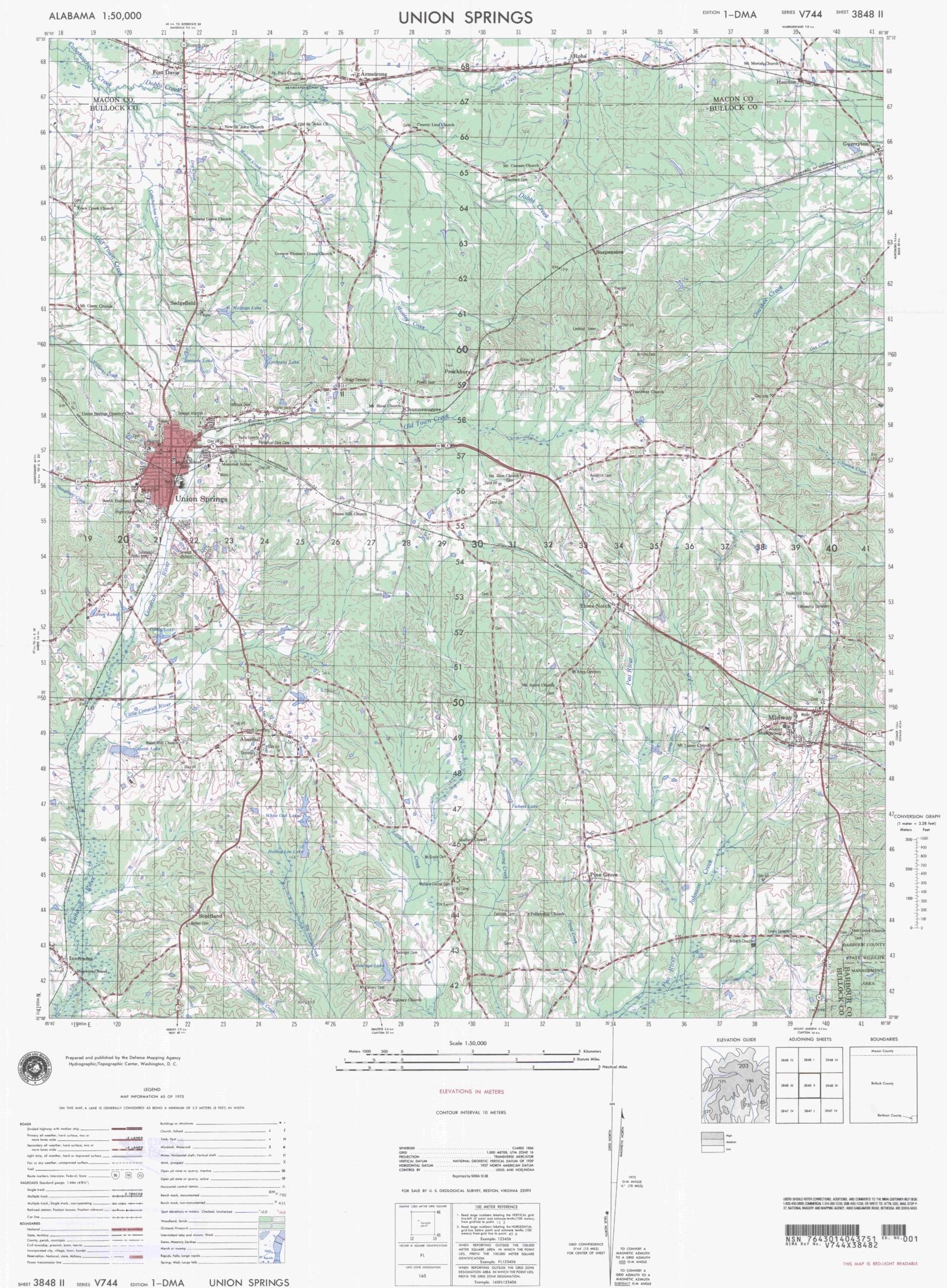 Union Springs Alabama Military 1:50,000 Map – MyTopo Map Store