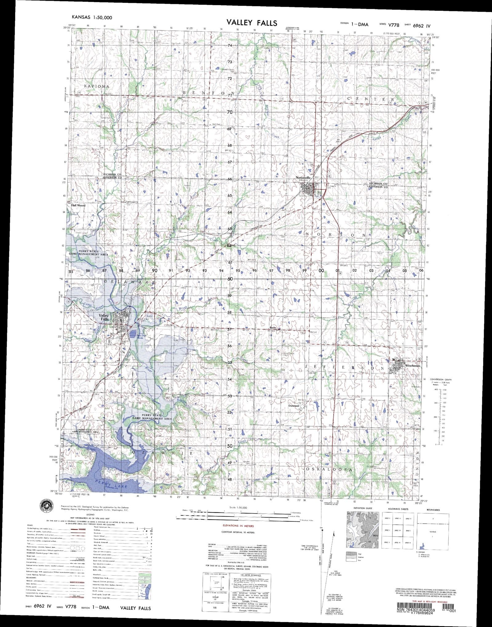 Valley Falls Kansas Military 1:50,000 Map – MyTopo Map Store
