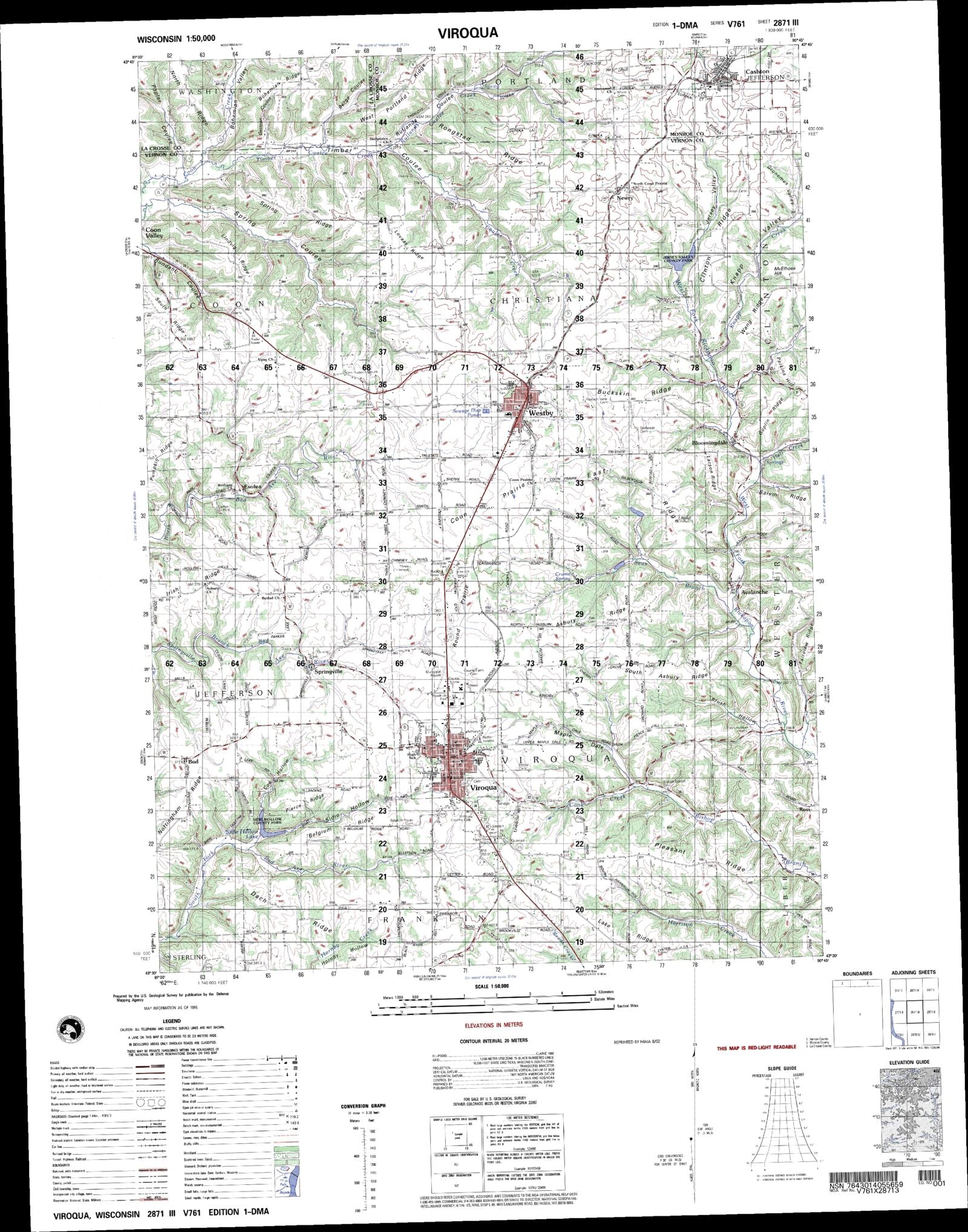 Viroqua Wisconsin Military 1:50,000 Map – MyTopo Map Store