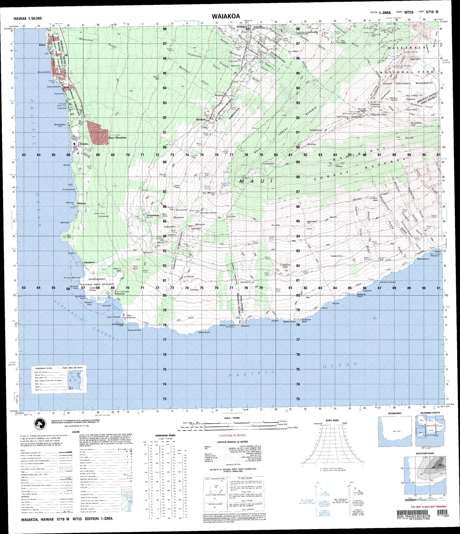 Waiakoa Hawaii Military 1:50,000 Map – MyTopo Map Store