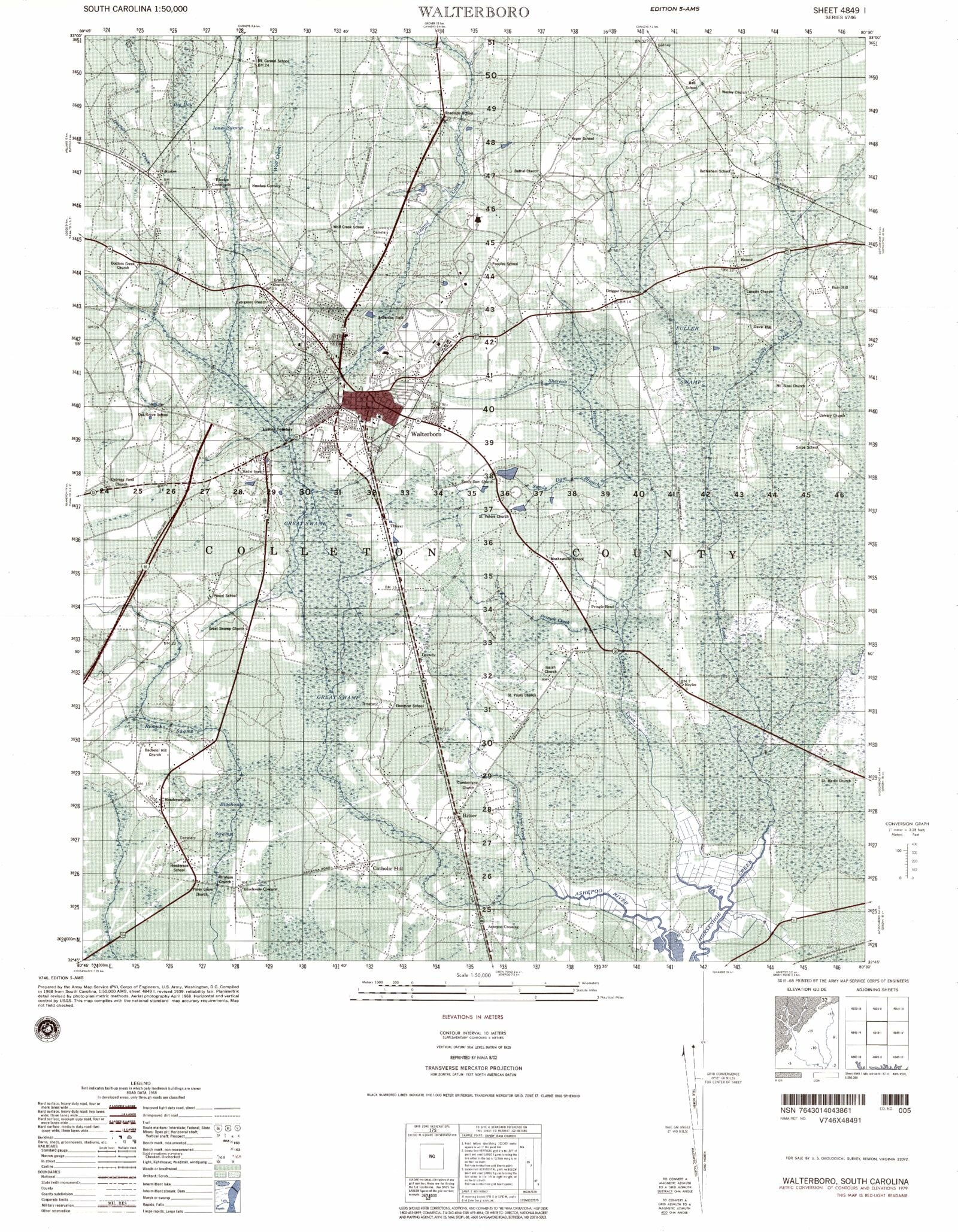 Walterboro South Carolina Military 1:50,000 Map – MyTopo Map Store