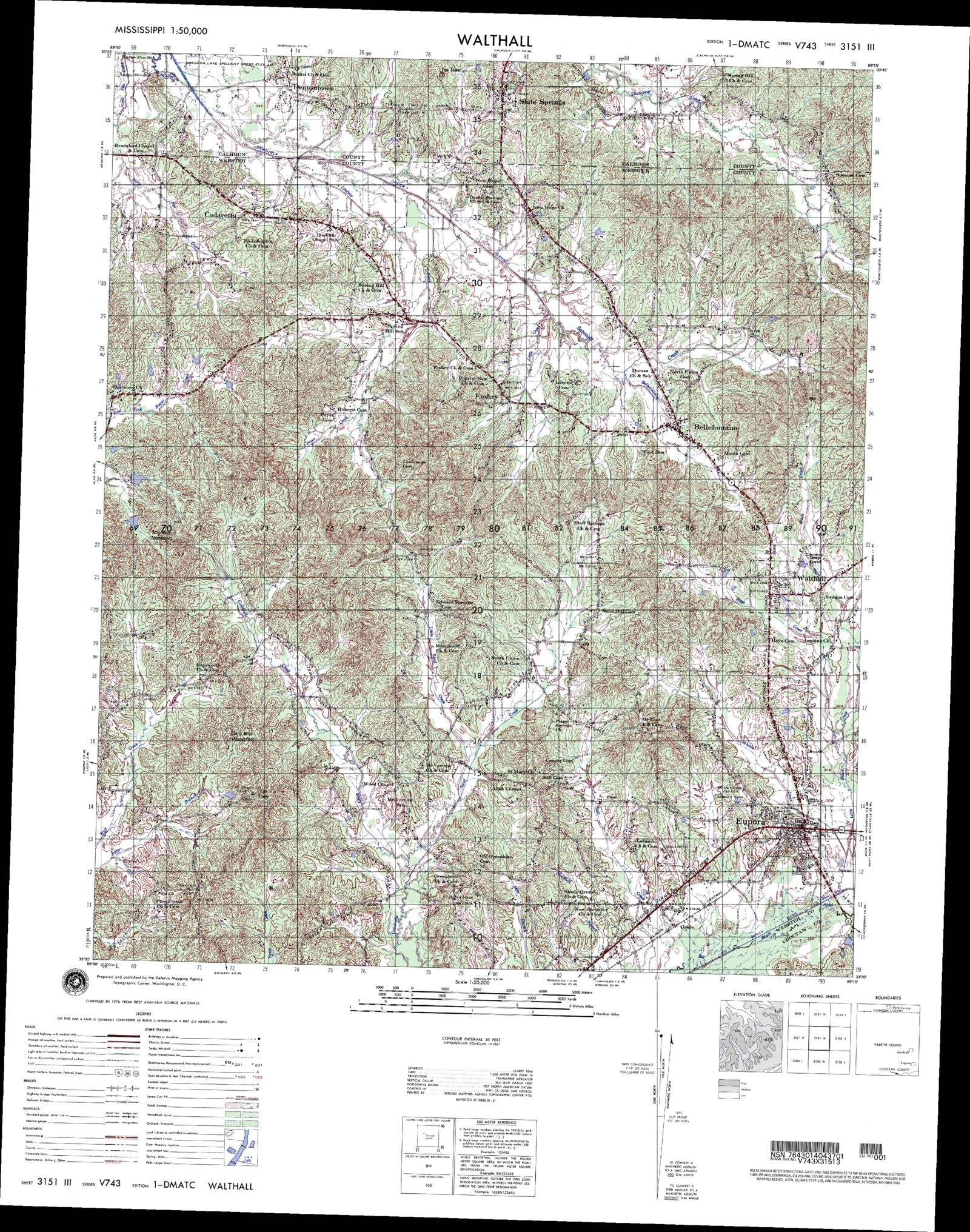 Walthall Mississippi Military 1:50,000 Map – MyTopo Map Store