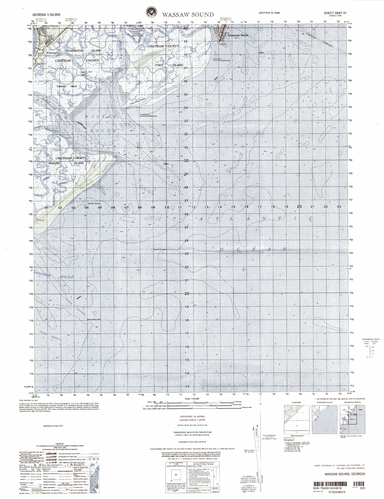 Wassaw Sound Georgia Military 1:50,000 Map – MyTopo Map Store