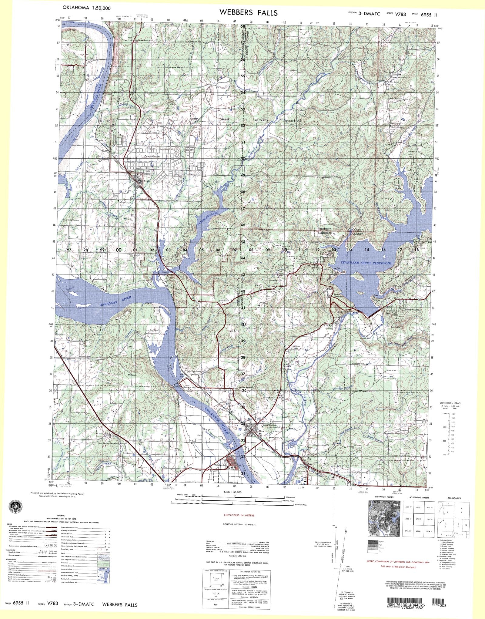 Webbers Falls Oklahoma Military 1:50,000 Map – MyTopo Map Store