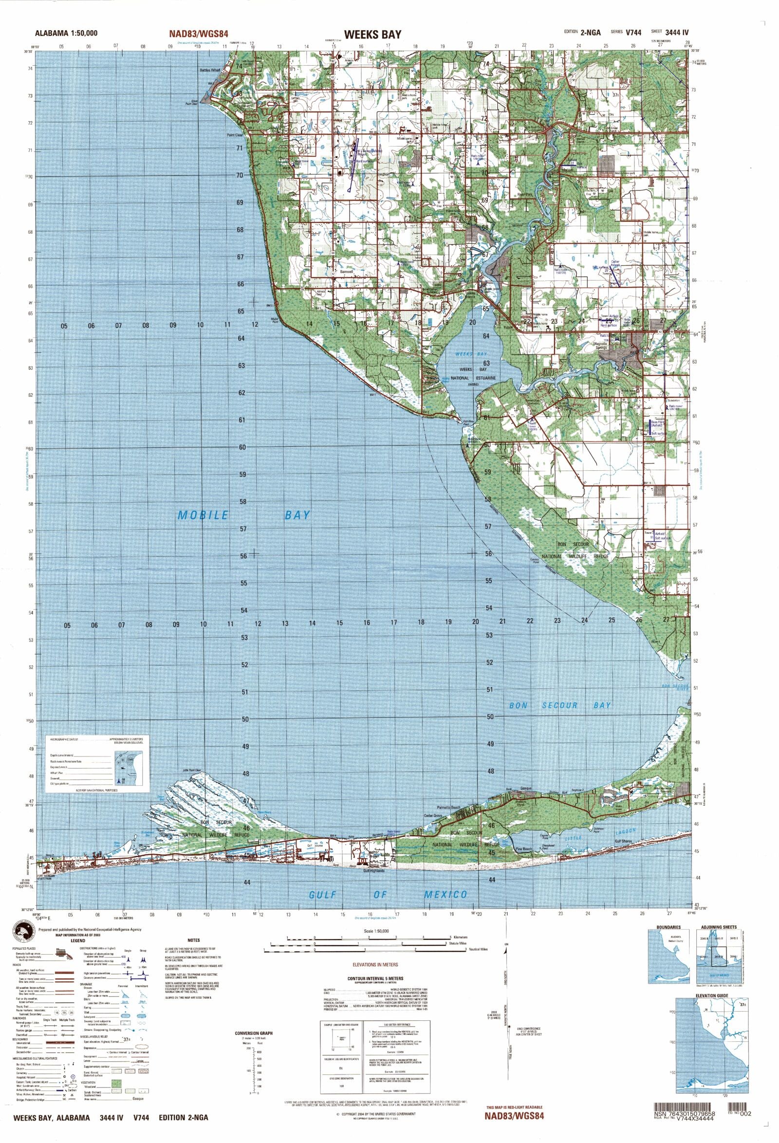Weeks Bay Alabama Military 1:50,000 Map – MyTopo Map Store