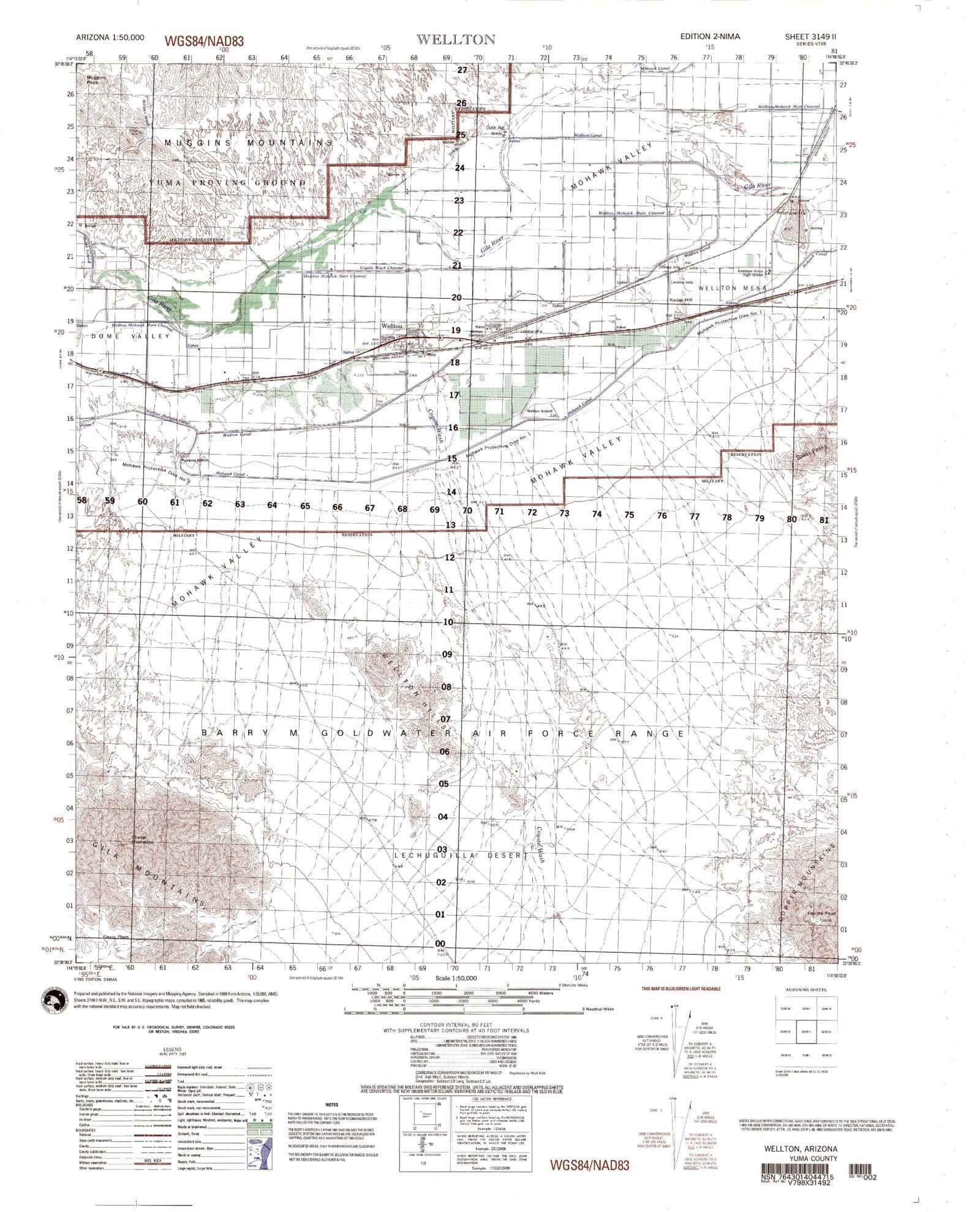Wellton Arizona Military 1:50,000 Map – MyTopo Map Store