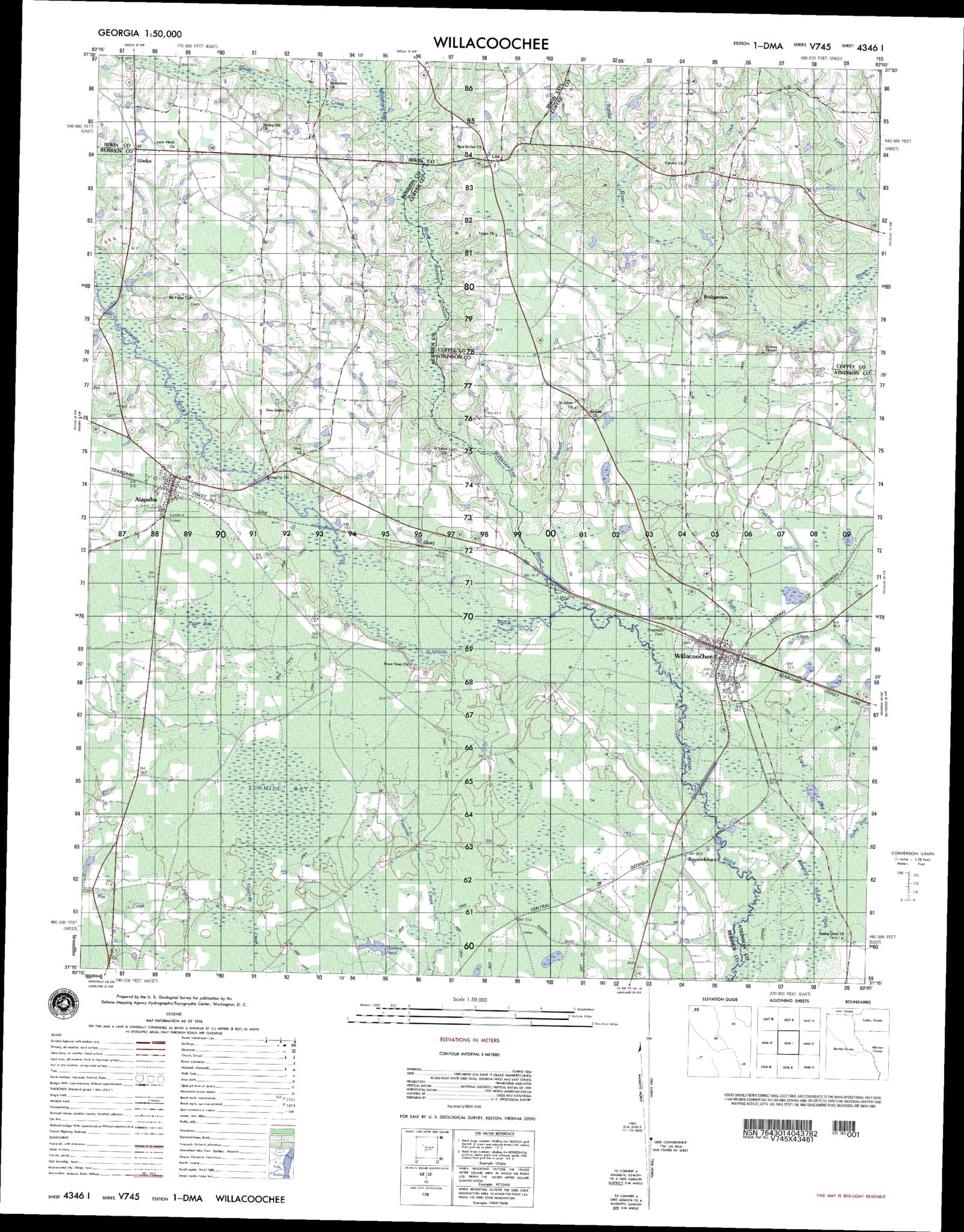 Willacoochee Georgia Military 1:50,000 Map – MyTopo Map Store