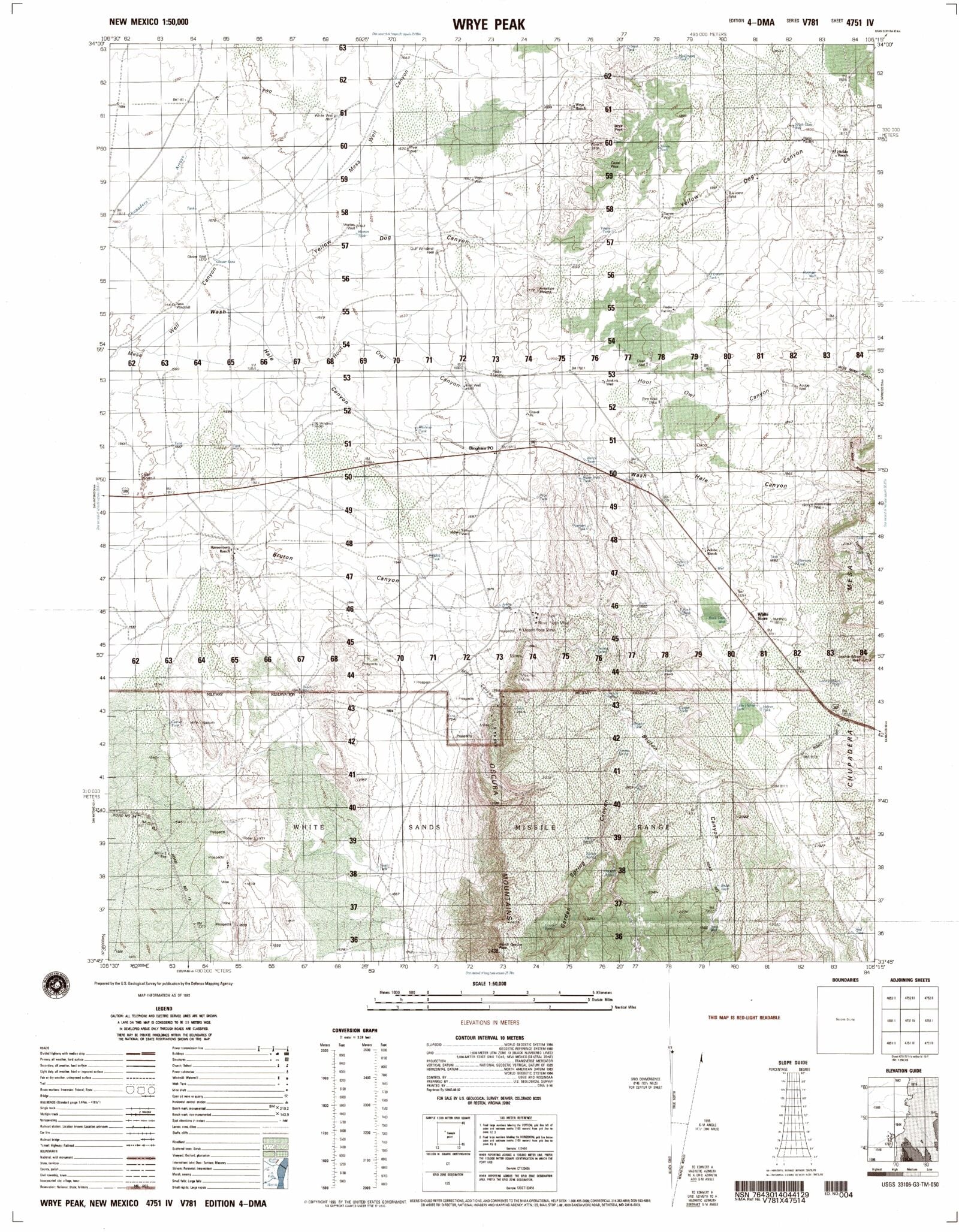 Wrye Peak New Mexico Military 1:50,000 Map – MyTopo Map Store