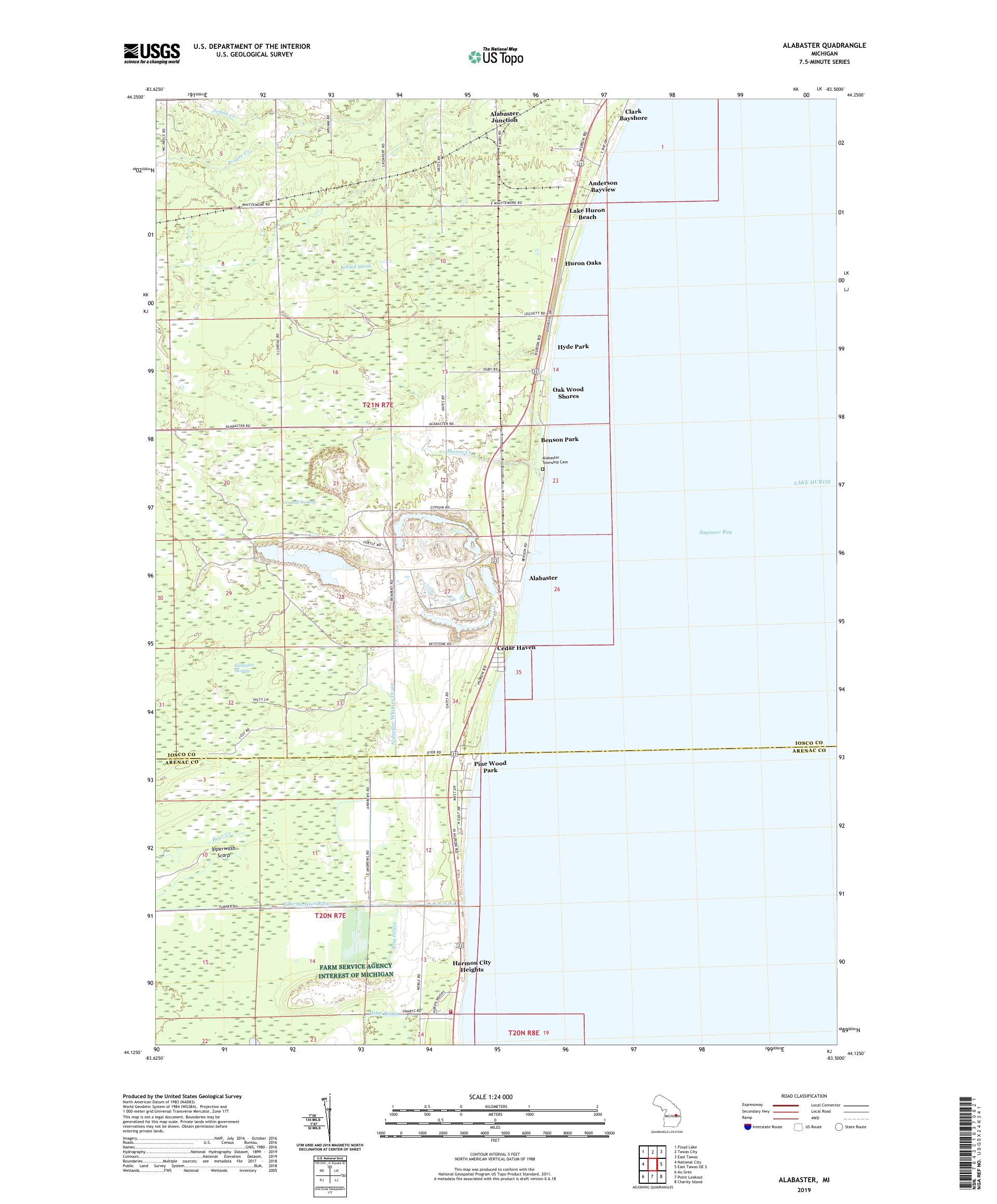 Alabaster Michigan US Topo Map – MyTopo Map Store