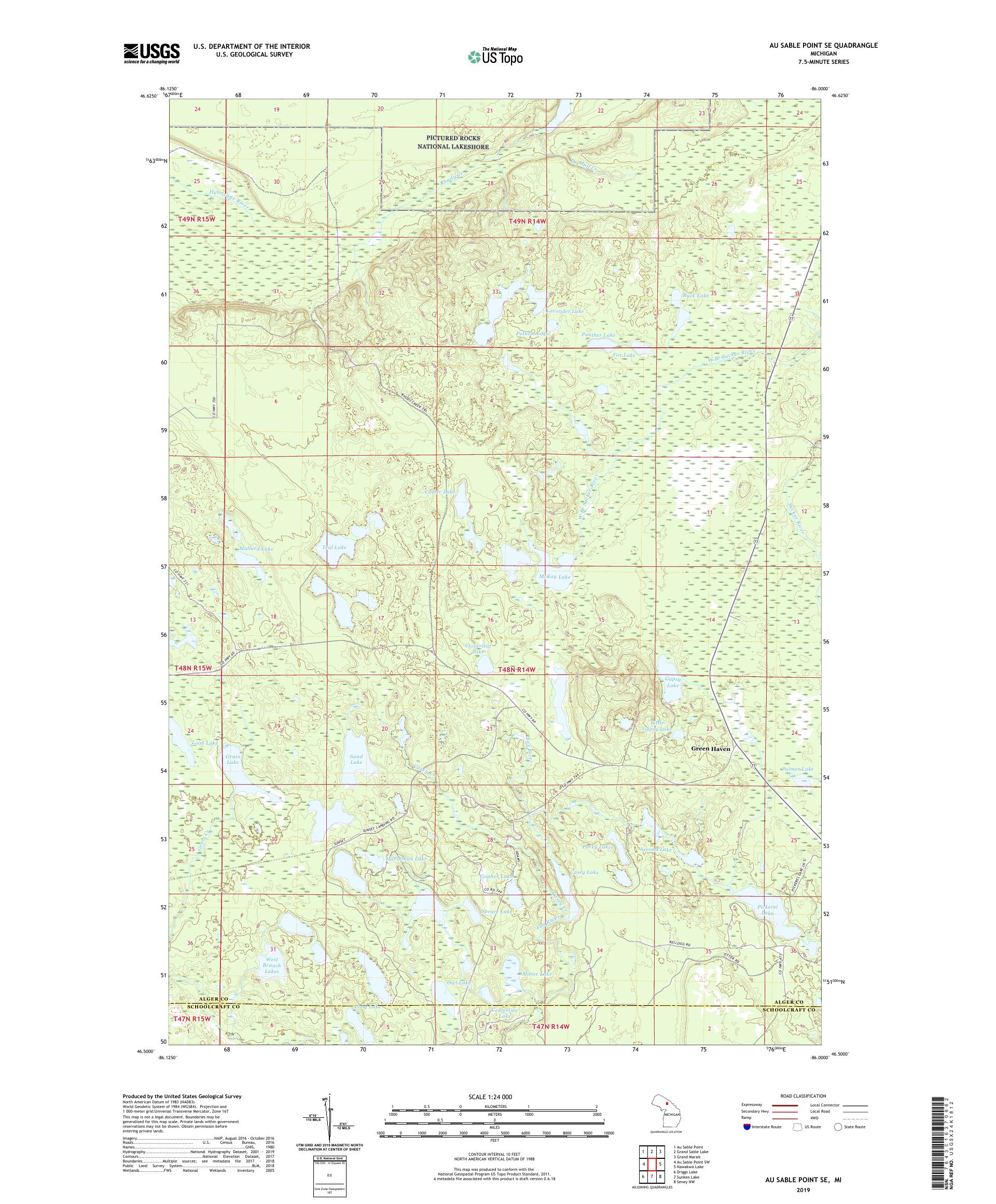 Au Sable Point SE Michigan US Topo Map – MyTopo Map Store