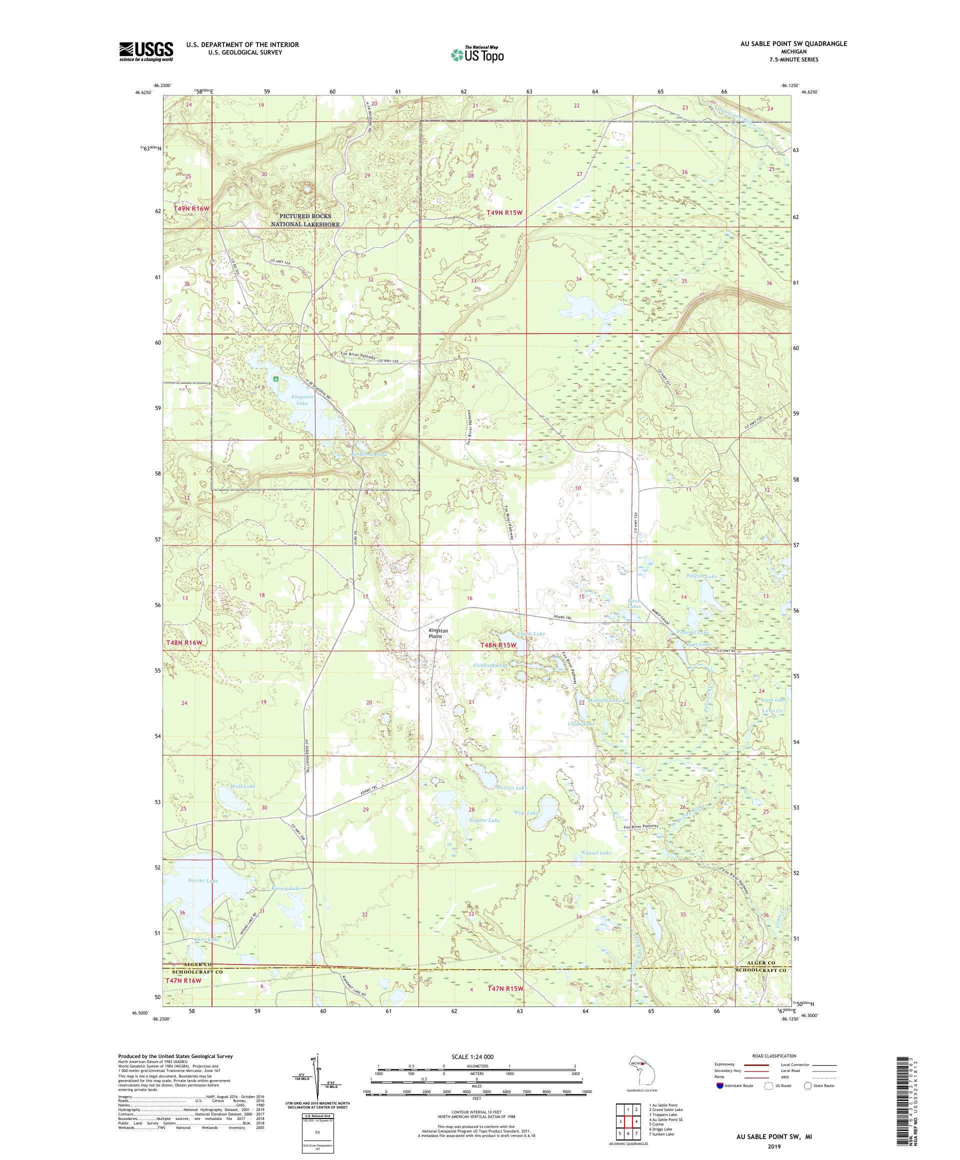 Au Sable Point SW Michigan US Topo Map – MyTopo Map Store