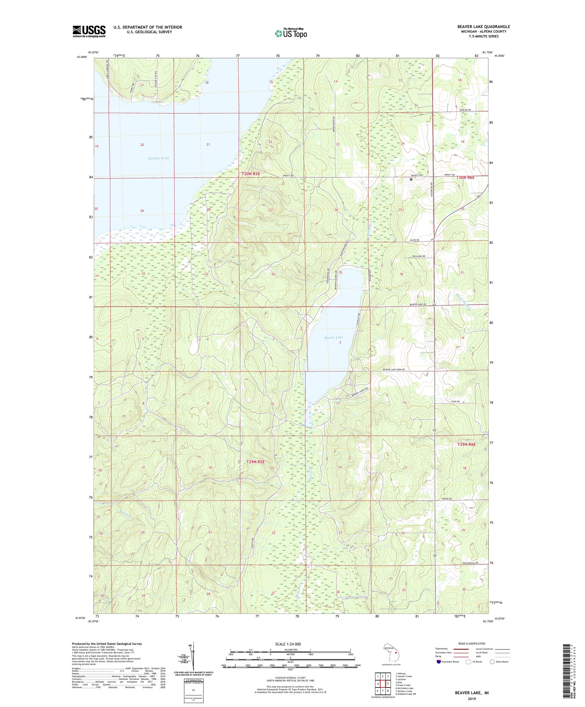 Beaver Lake Michigan US Topo Map – MyTopo Map Store