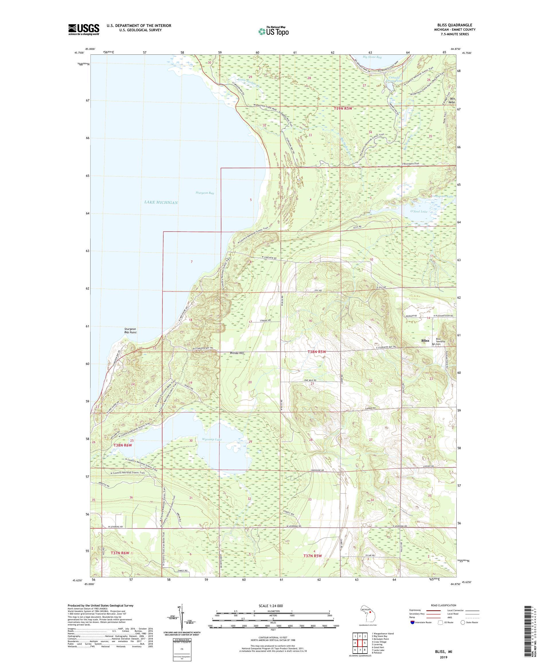 Bliss Michigan US Topo Map – MyTopo Map Store