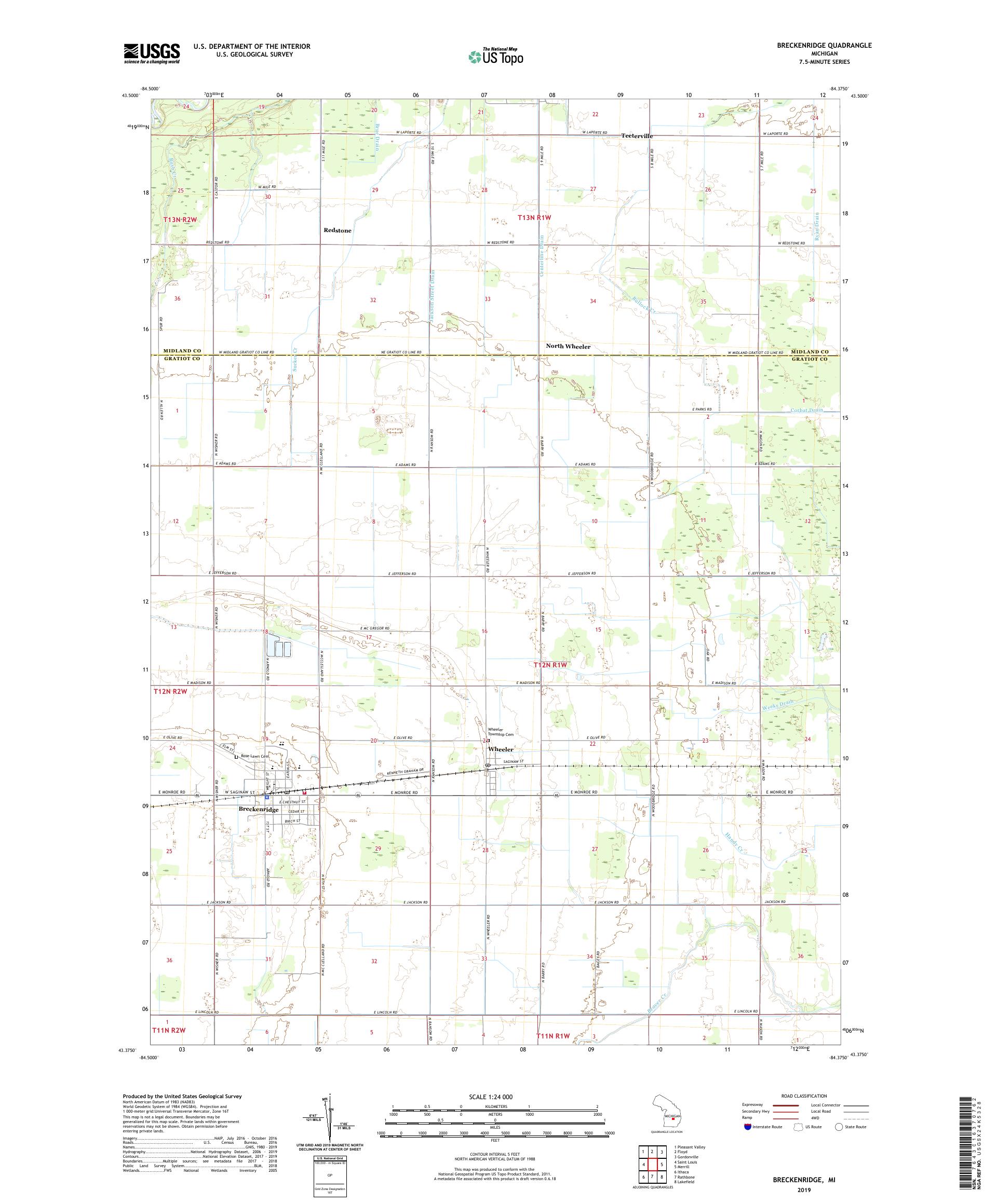 Breckenridge Michigan US Topo Map – MyTopo Map Store