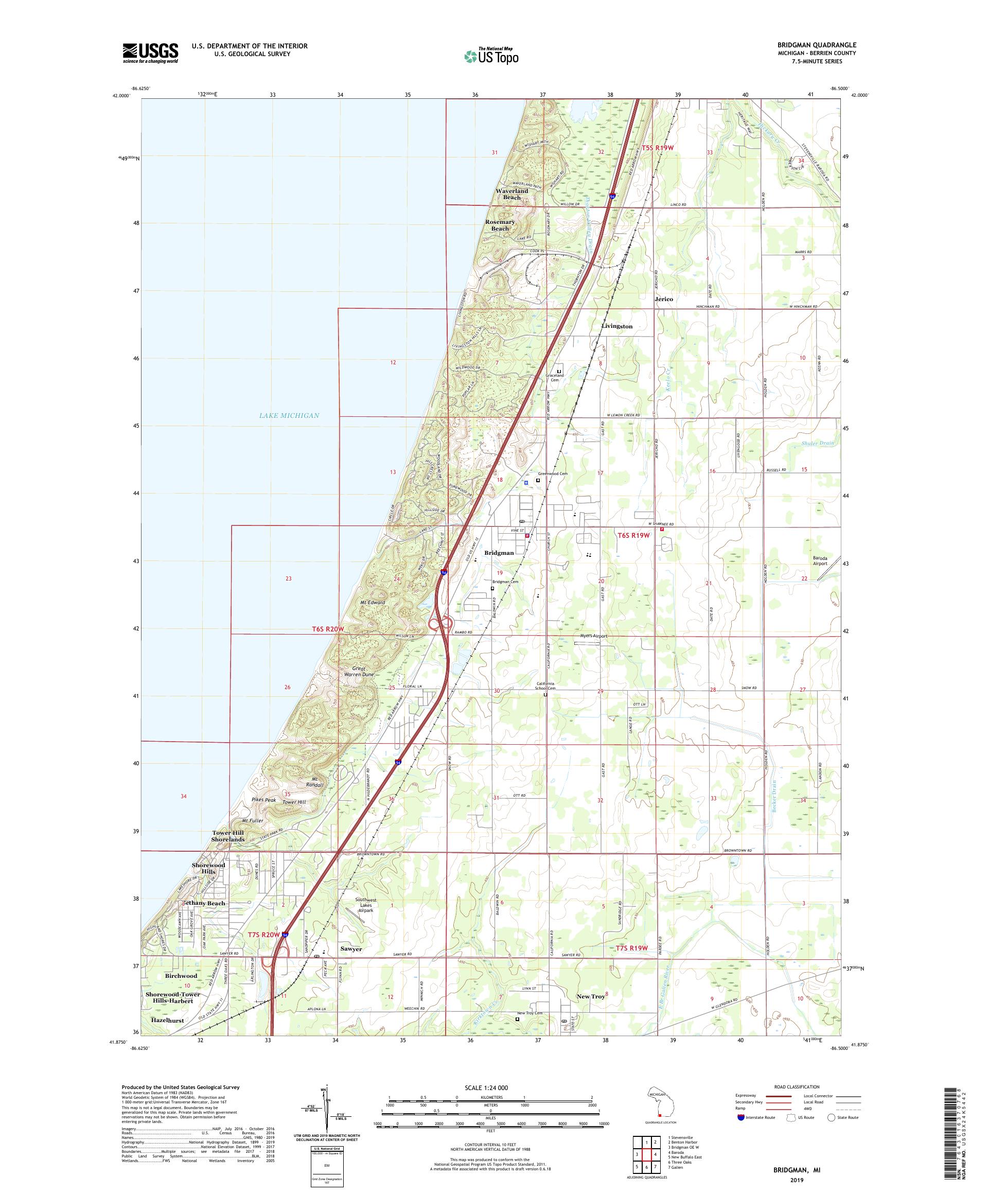 Bridgman Michigan US Topo Map – MyTopo Map Store