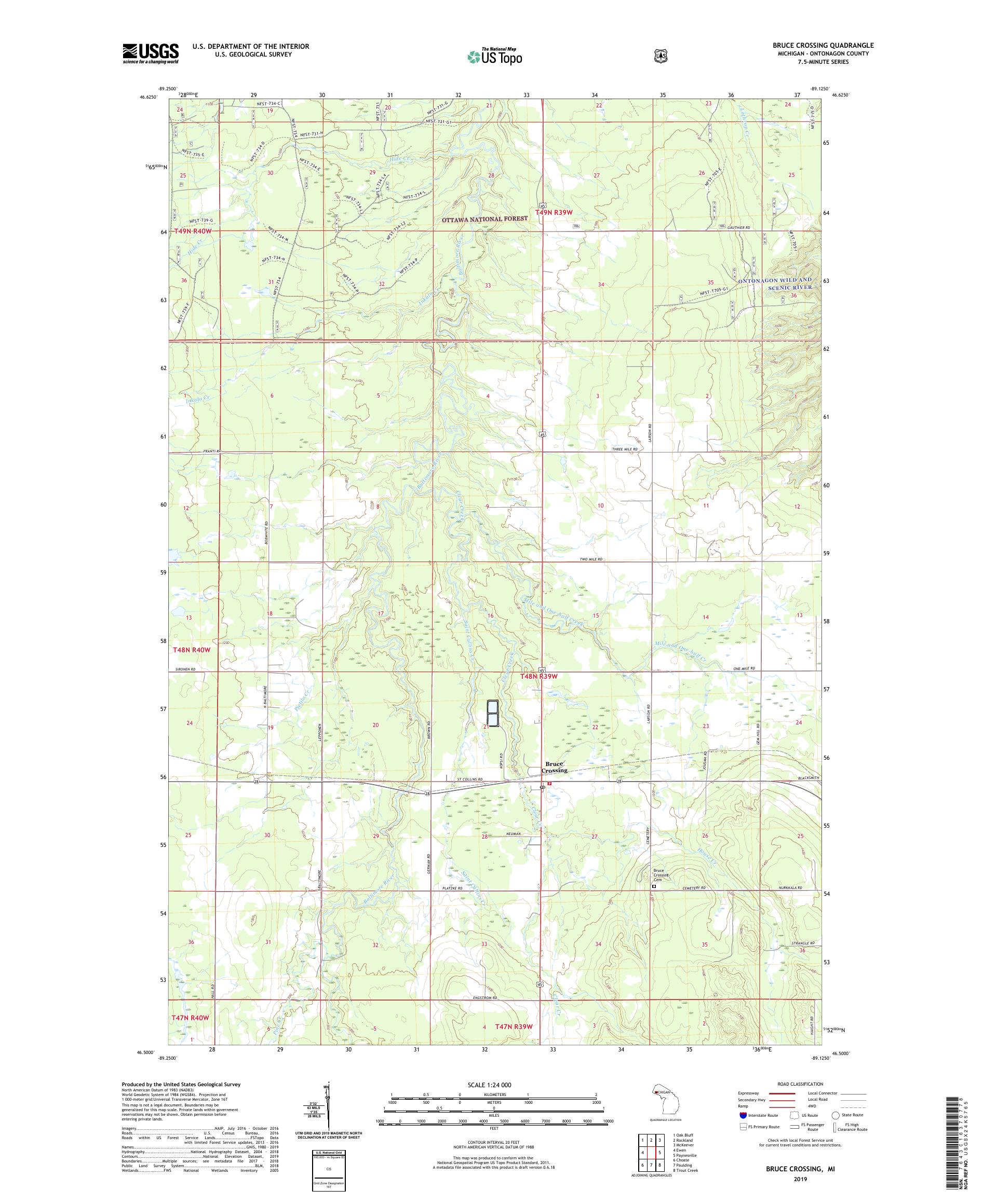 Bruce Crossing Michigan US Topo Map – MyTopo Map Store