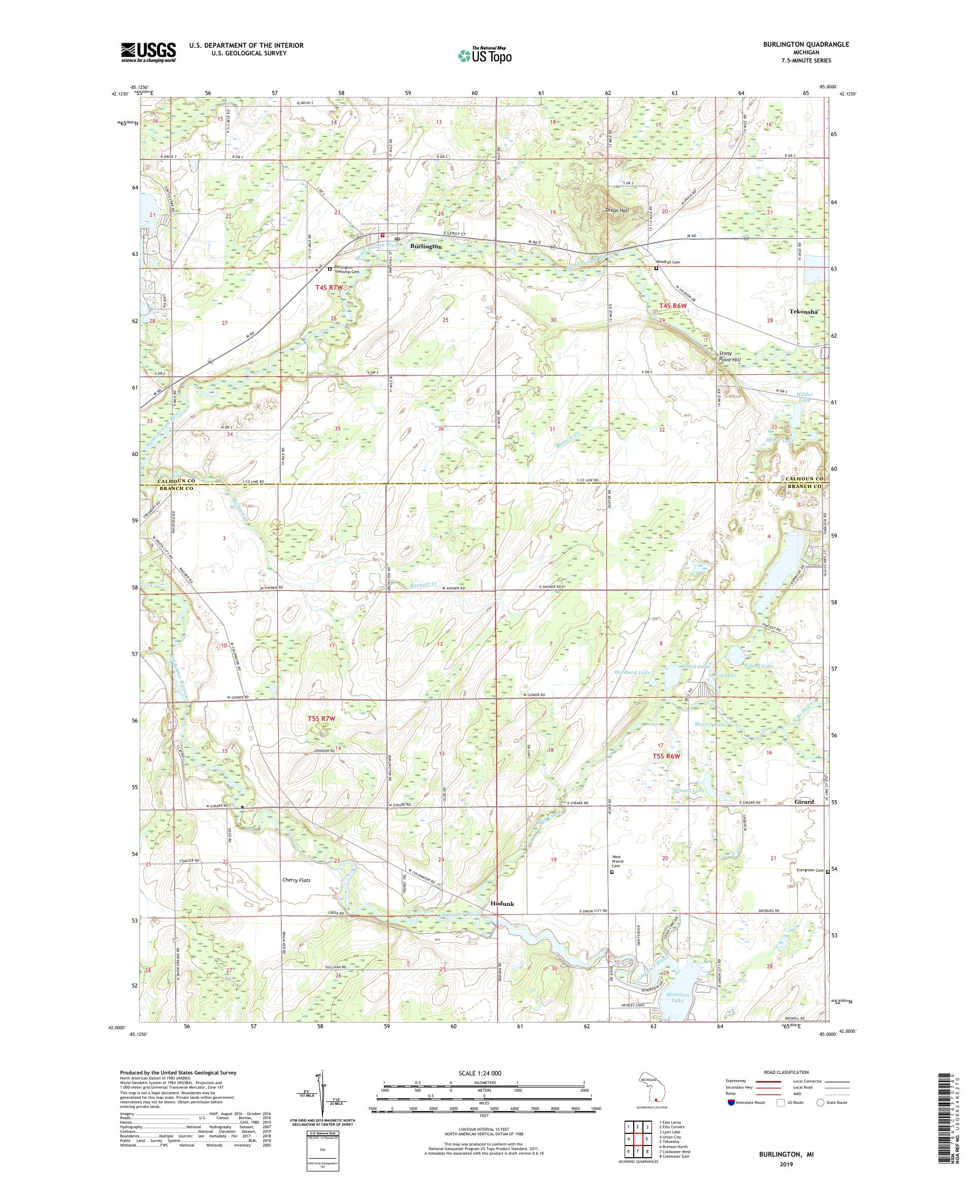 Burlington Michigan US Topo Map – MyTopo Map Store