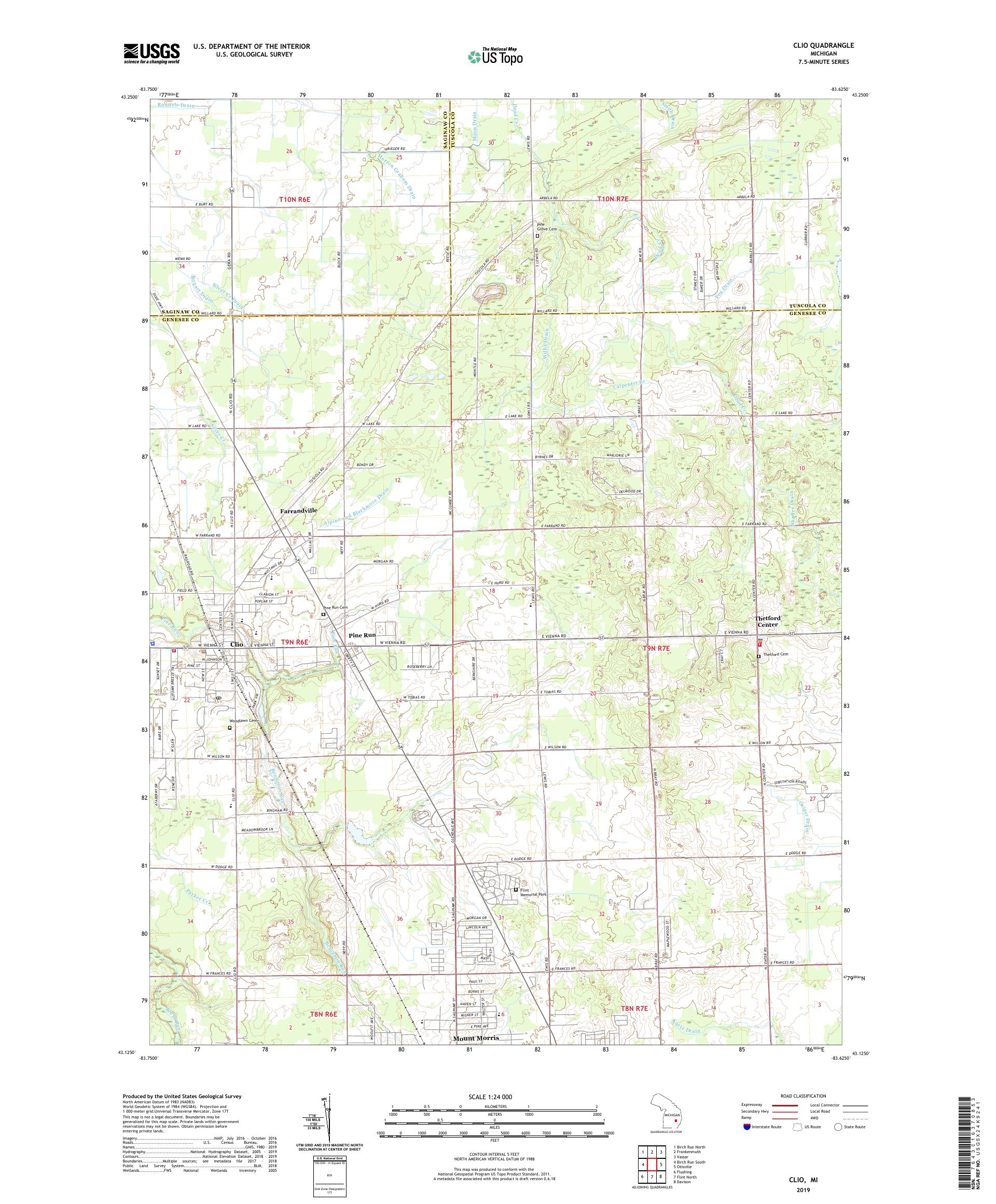 Clio Michigan US Topo Map – MyTopo Map Store