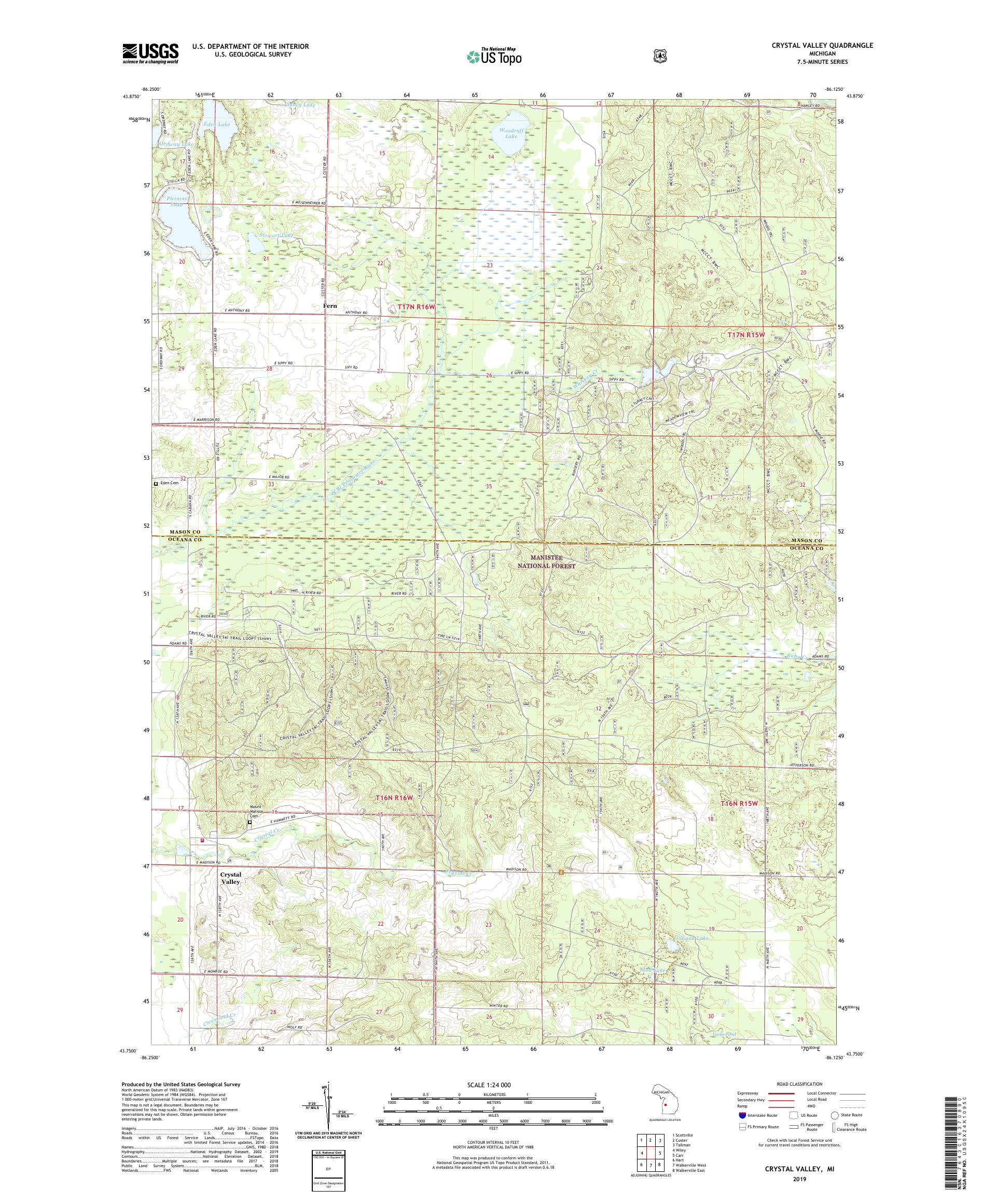 Crystal Valley Michigan US Topo Map – MyTopo Map Store