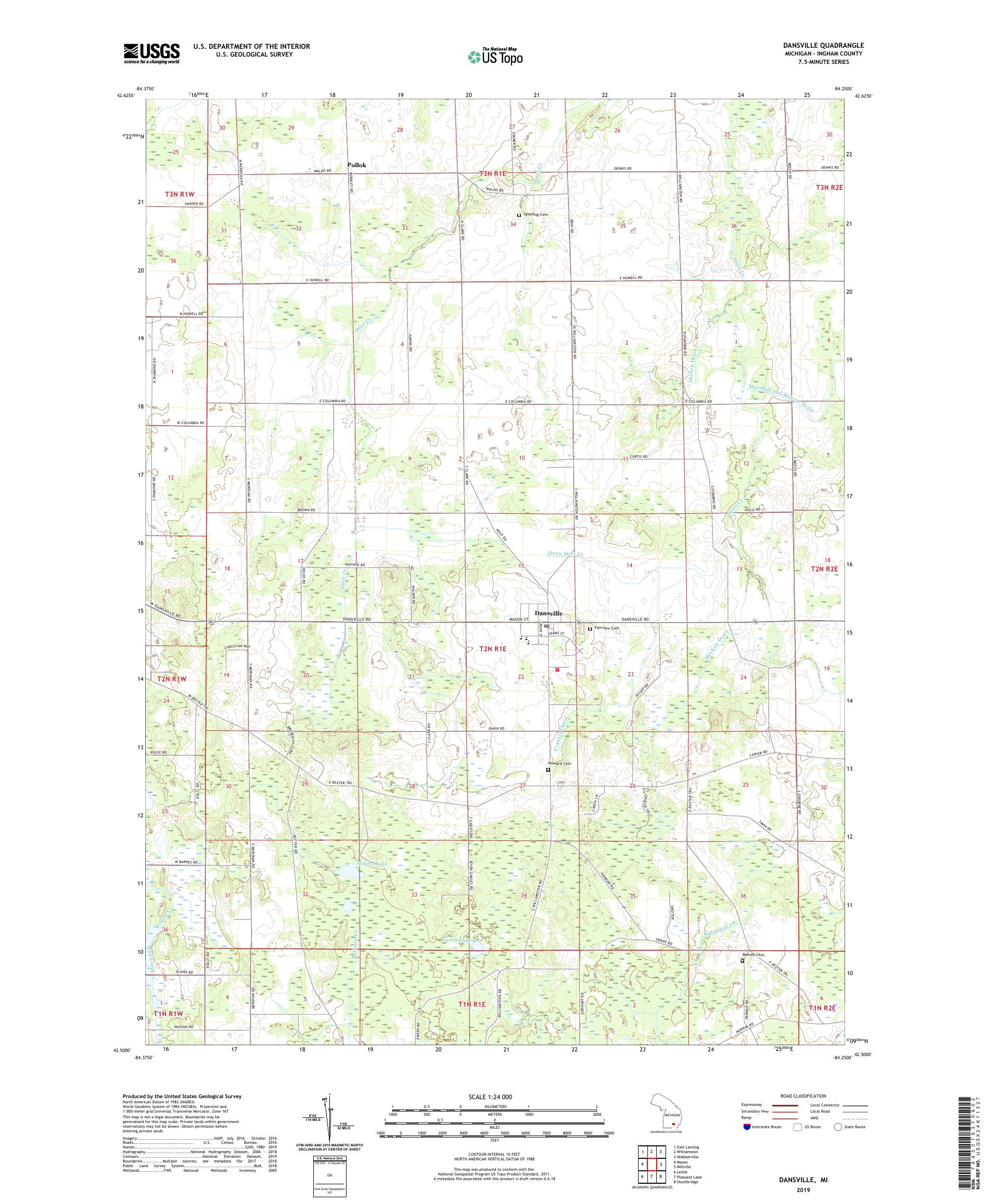 Dansville Michigan US Topo Map – MyTopo Map Store
